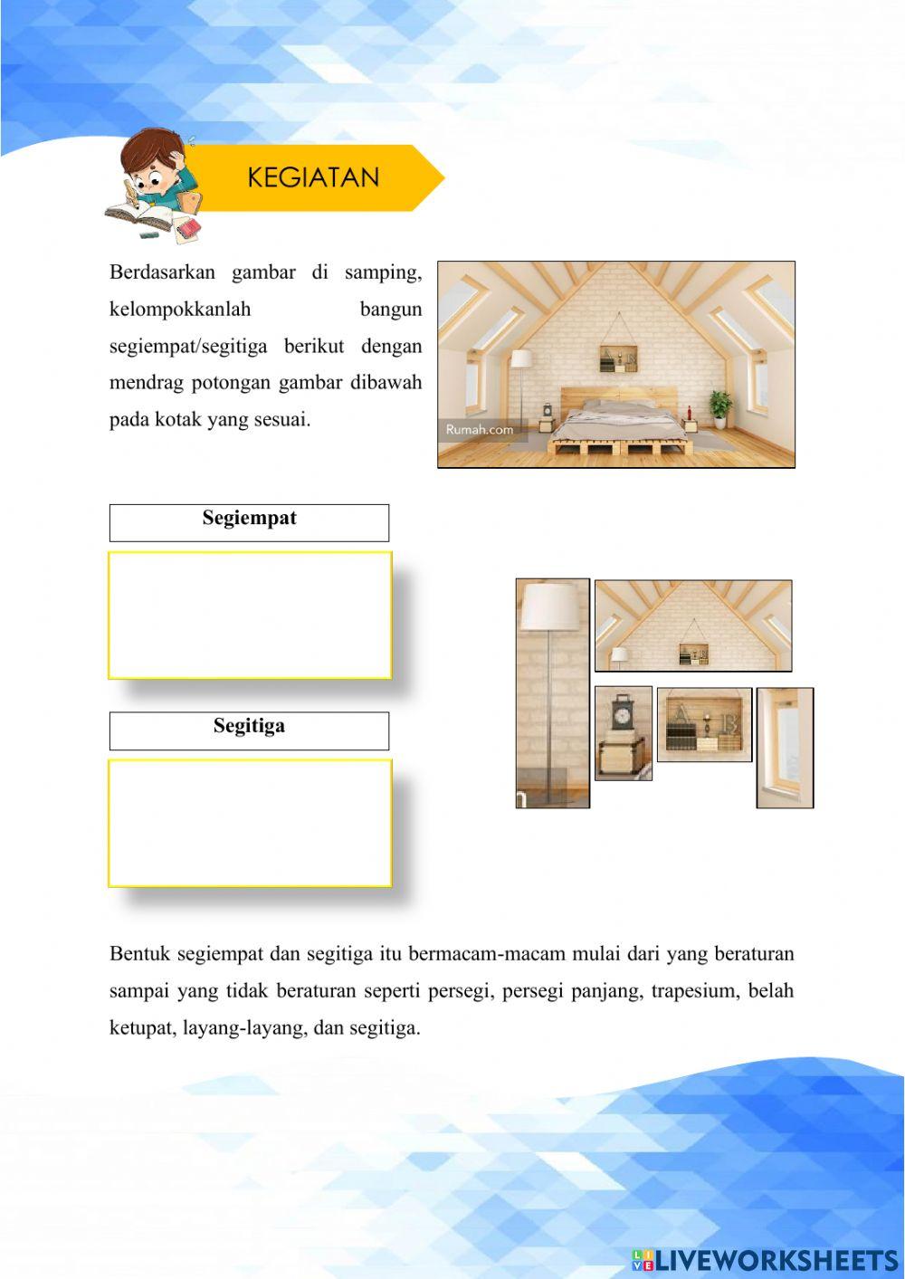 Pendahuluan segiempat segitiga worksheet | Live Worksheets
