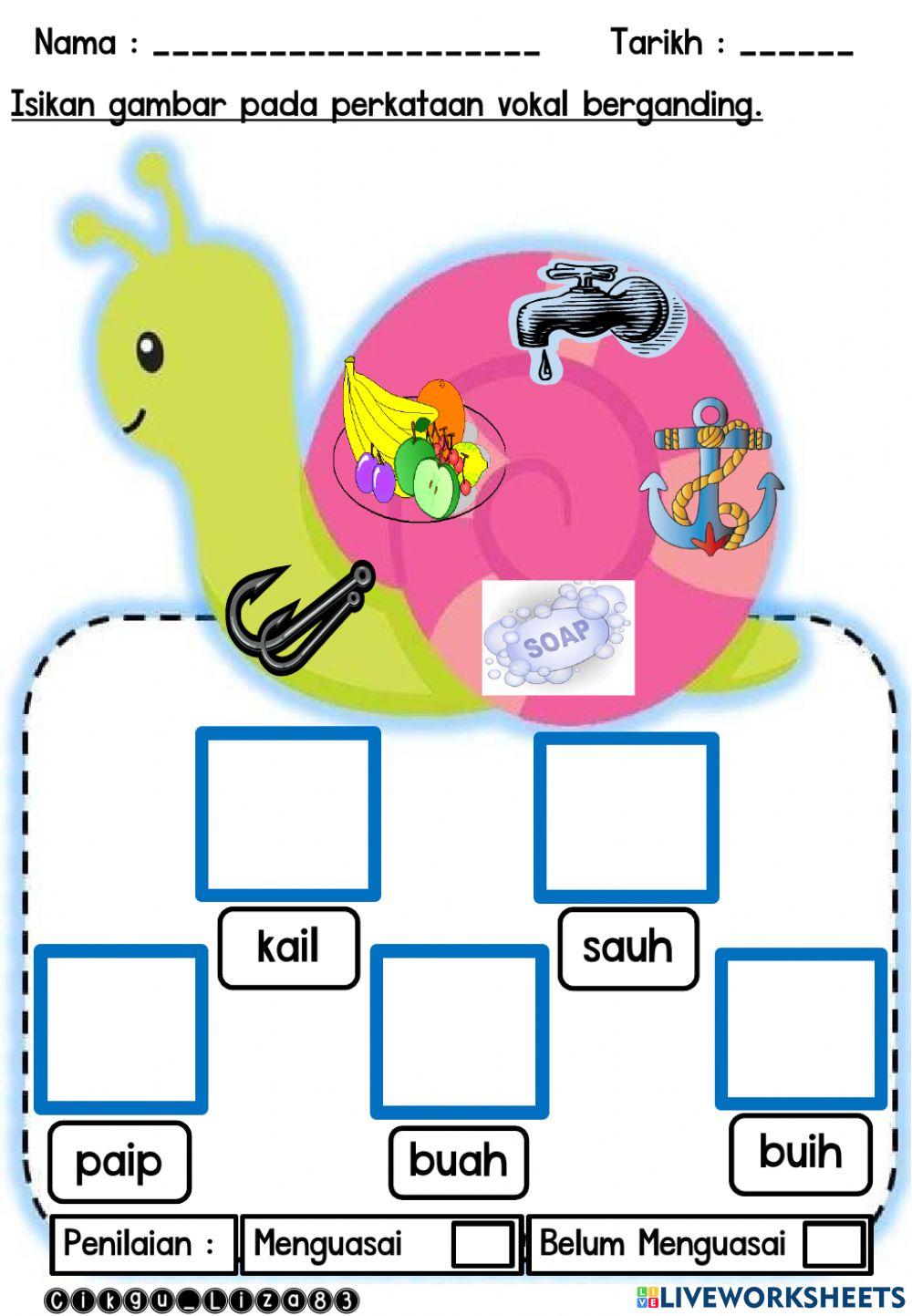 Vokal Berganding online worksheet for Pemulihan | Live Worksheets