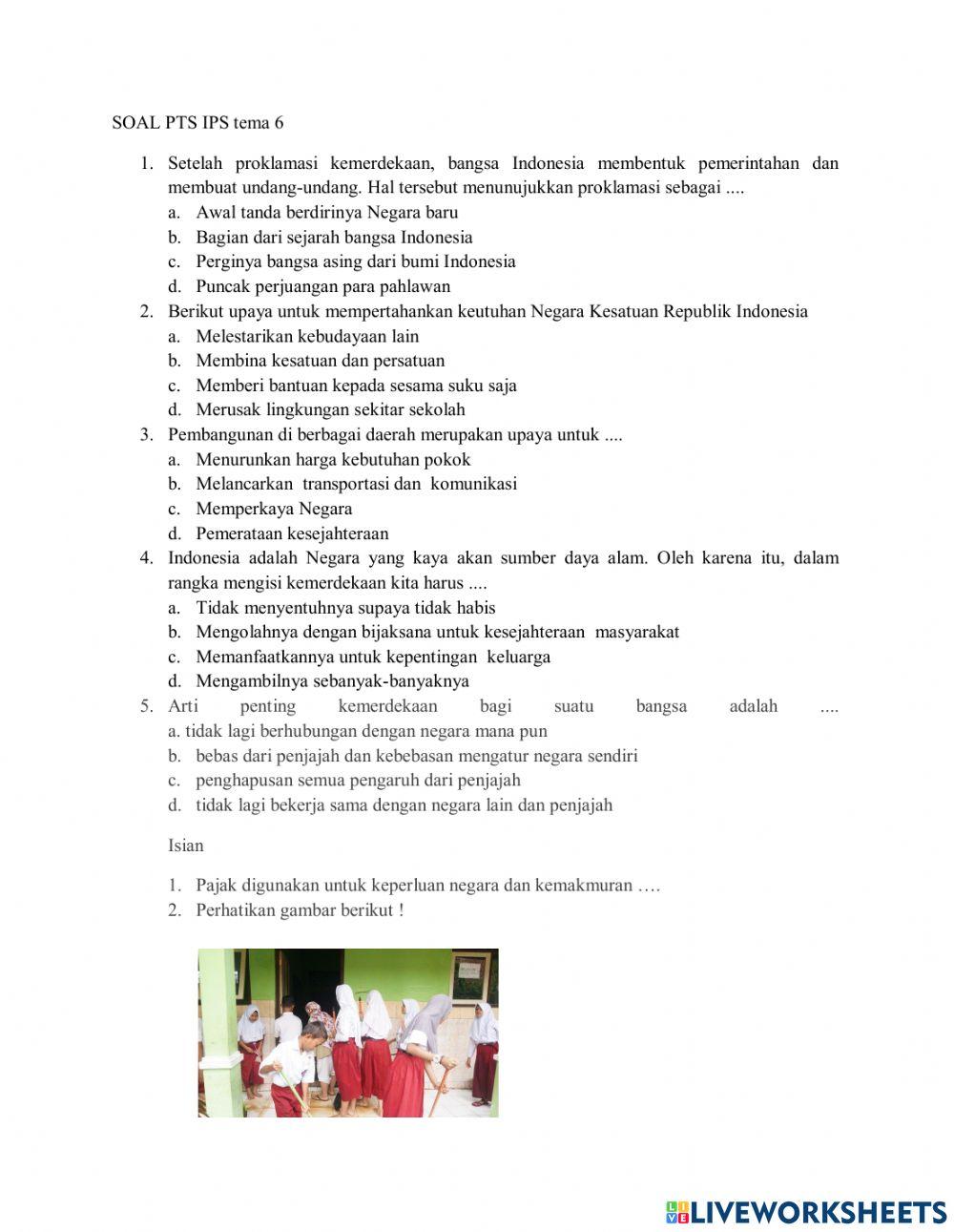 Lkpd ips worksheet for 6 | Live Worksheets