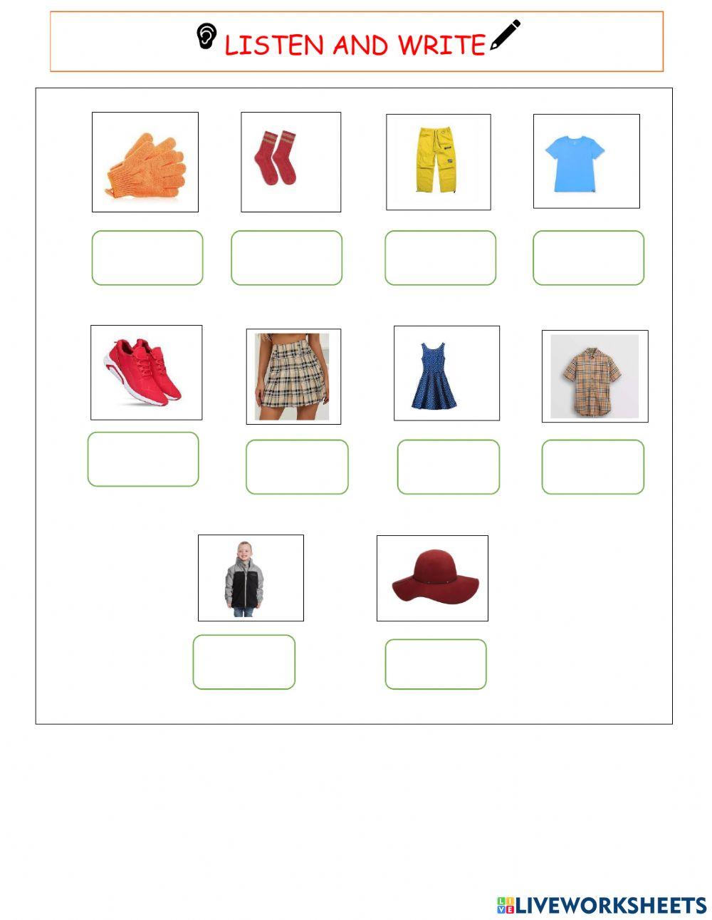 My clothes online exercise for Grade 1 | Live Worksheets