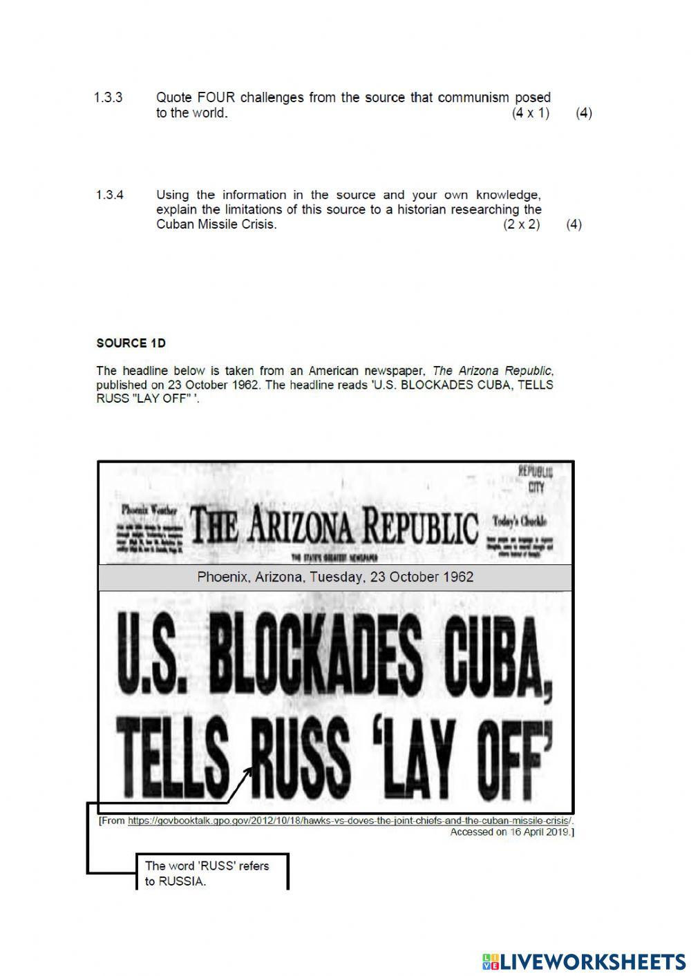 History paper 1… | Free Interactive Worksheets | 1449839