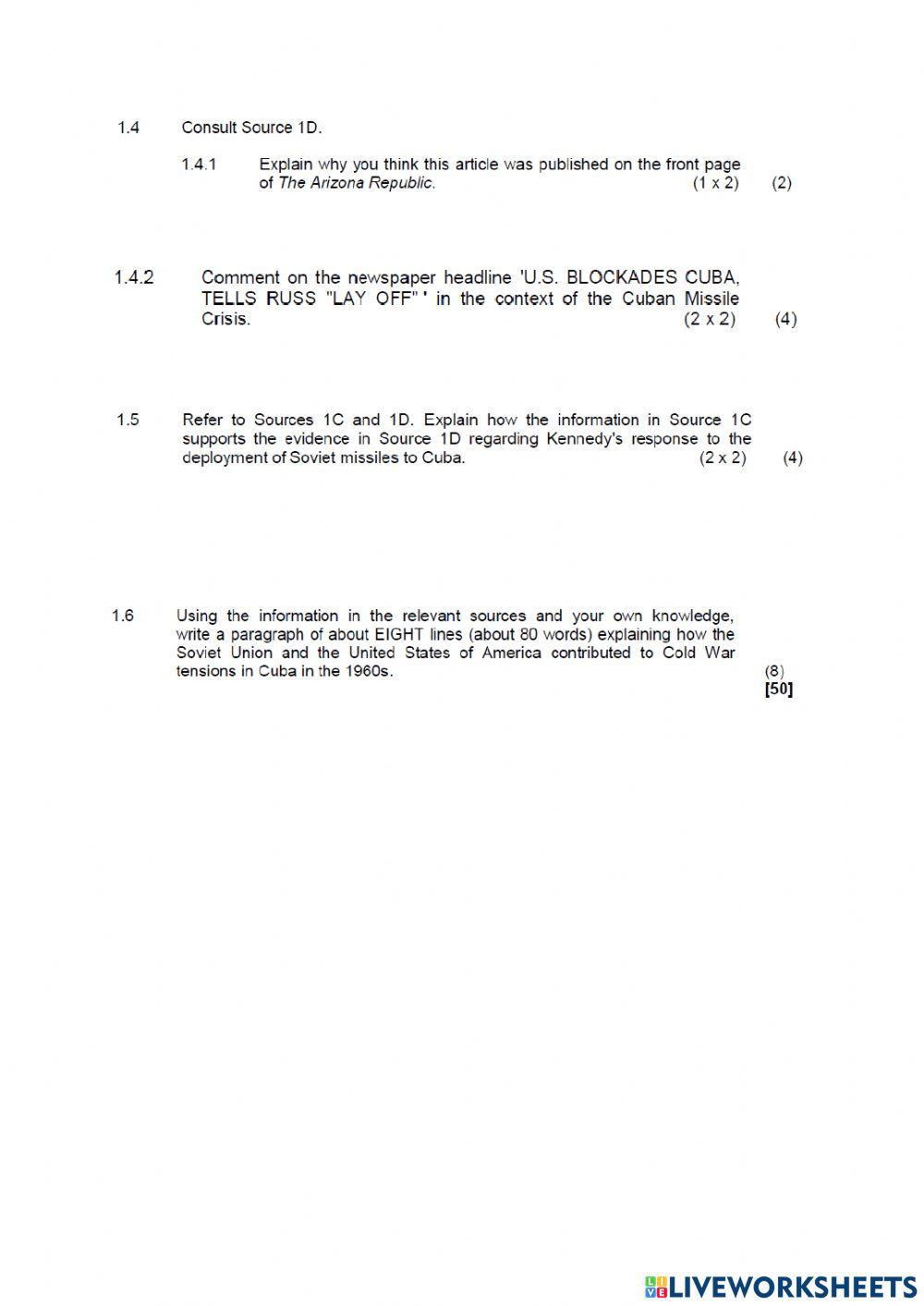 History paper 1… | Free Interactive Worksheets | 1449839