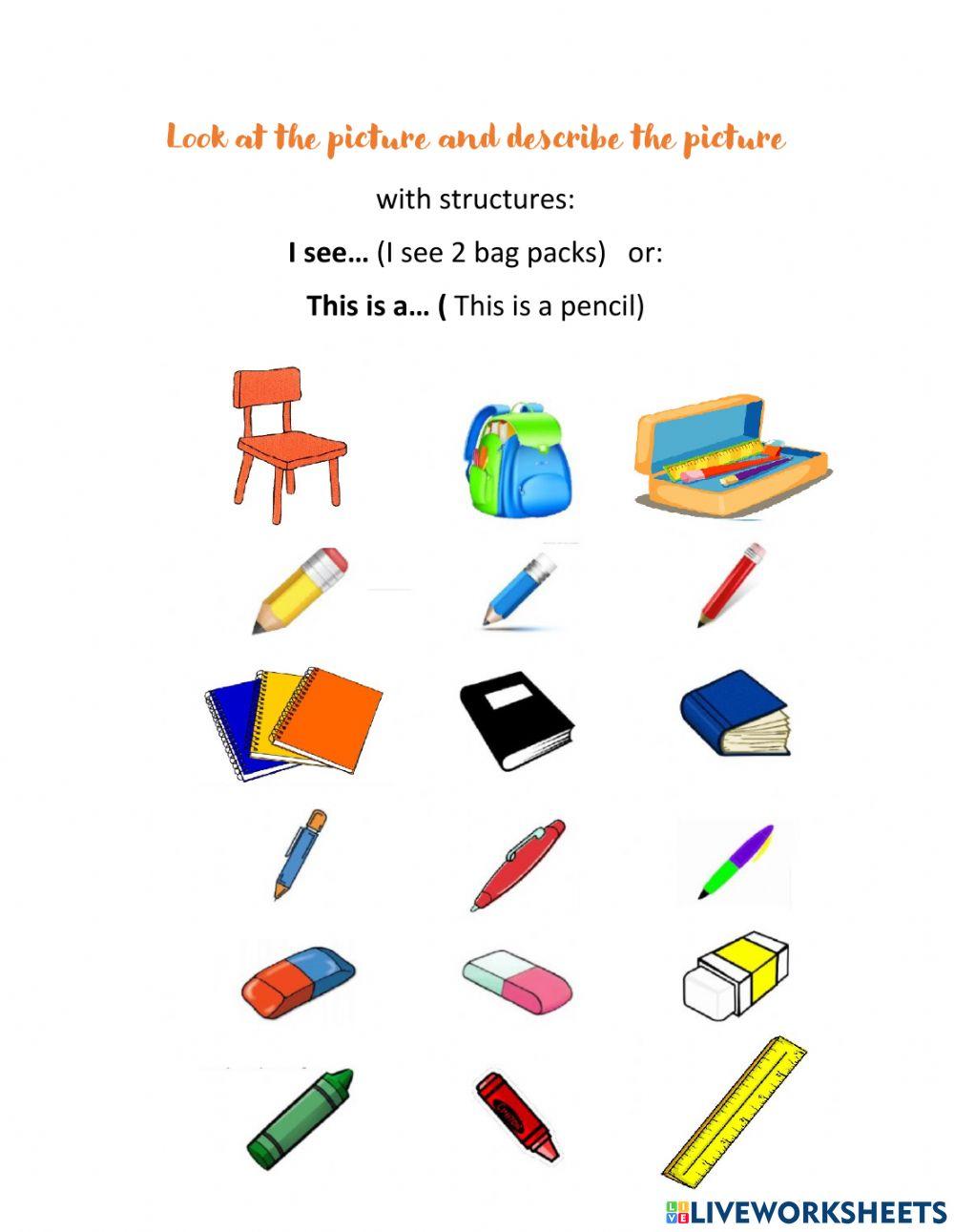 School things online exercise for 1 | Live Worksheets