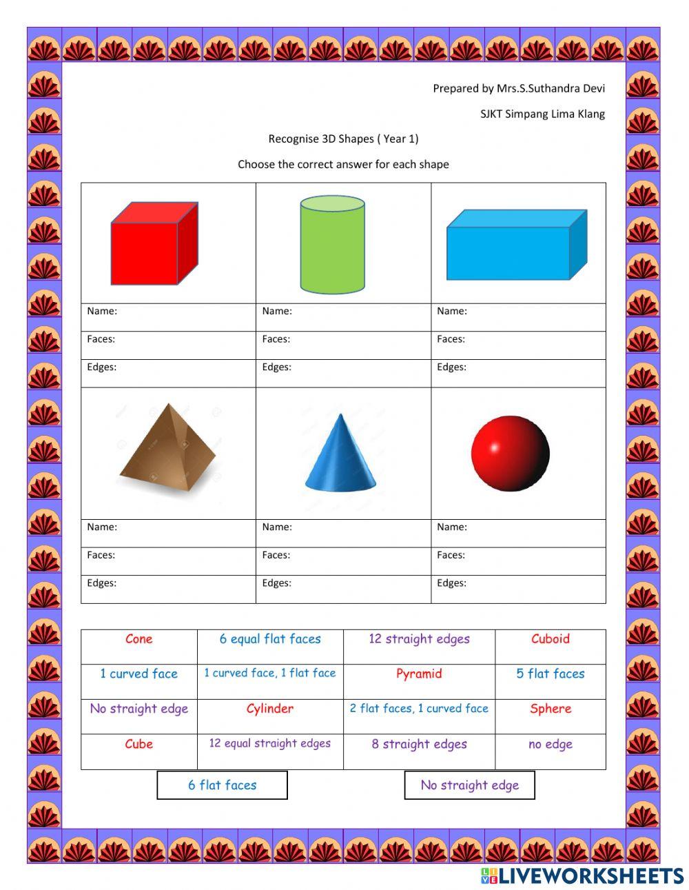 3D Shapes 2707 | S.Suthandra Devi | Live Worksheets