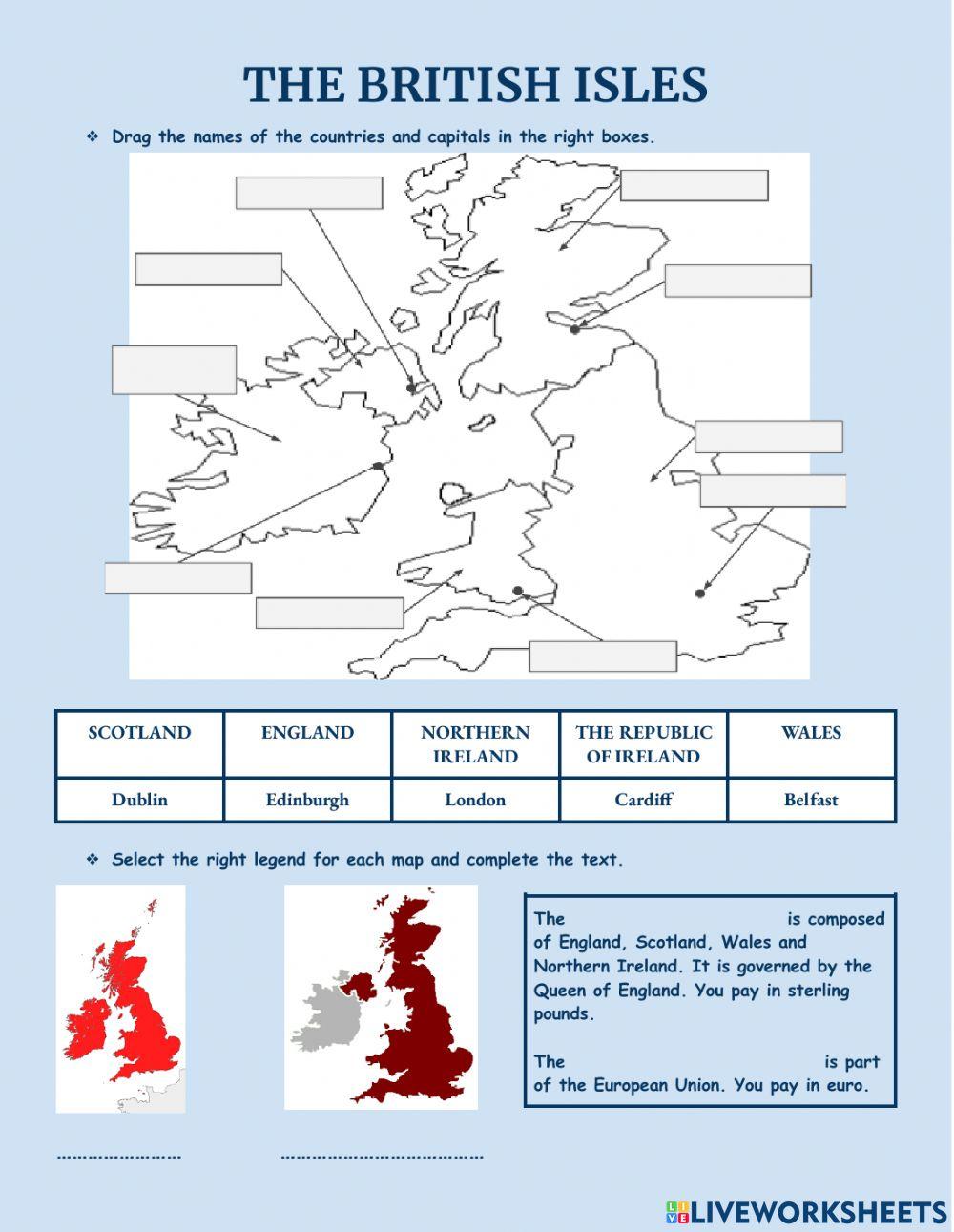 British Isles | Free Interactive Worksheets | 1450093