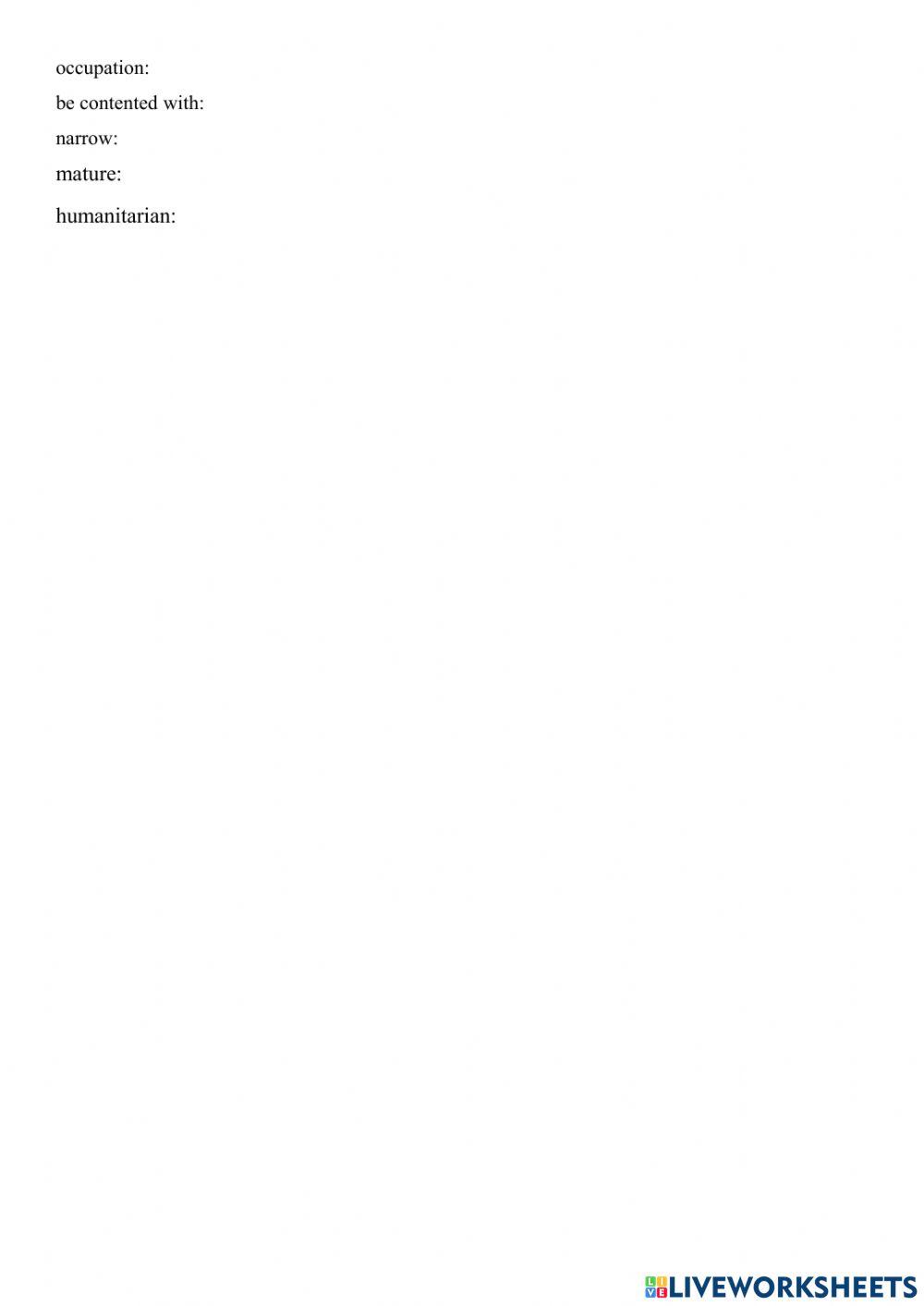 Vocab 10 worksheet | Live Worksheets