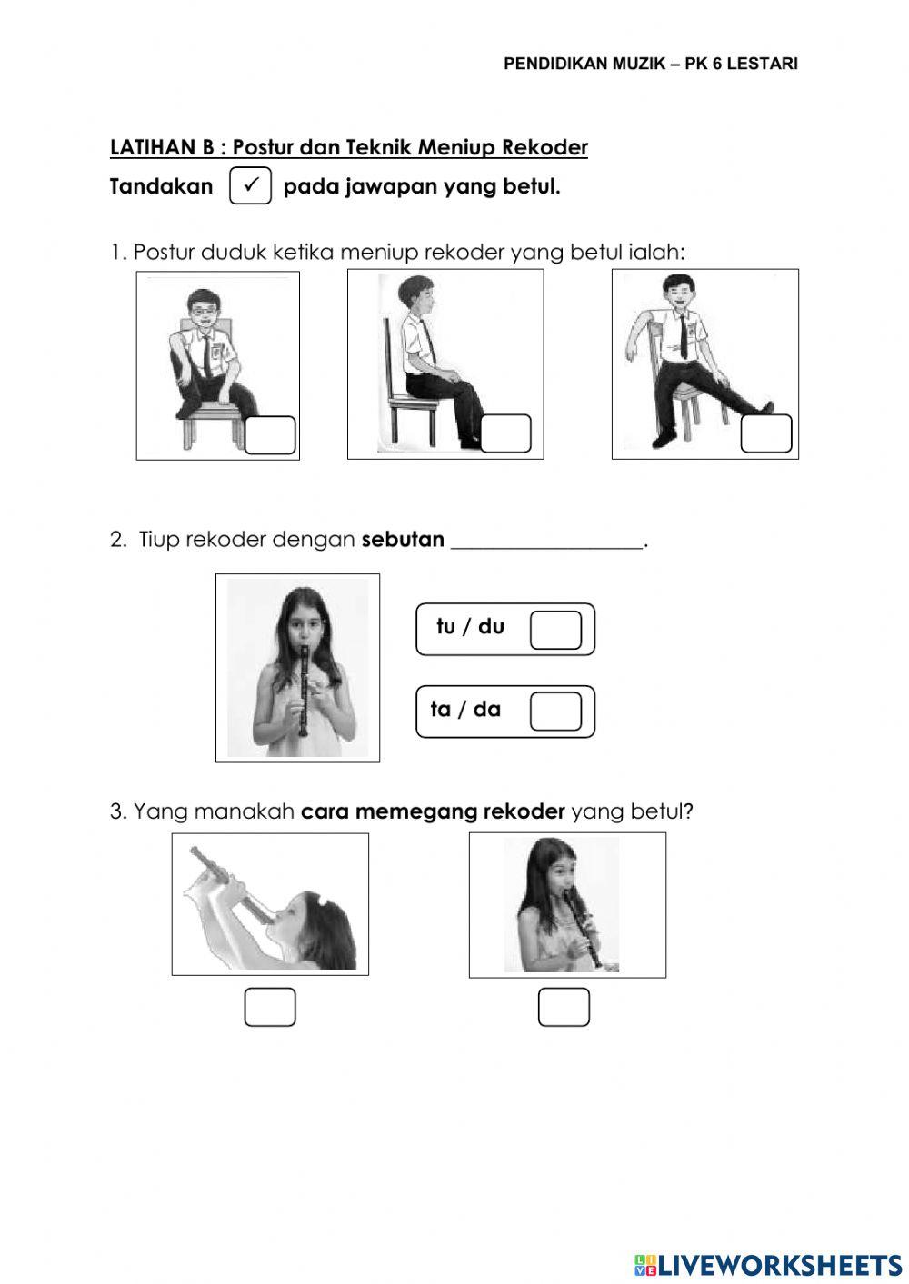 Asas rekoder worksheet | Live Worksheets