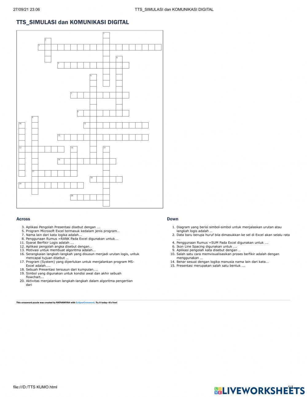 TTS-SIMULASI dan KOMUNIKASI DIGITAL worksheet | Live Worksheets