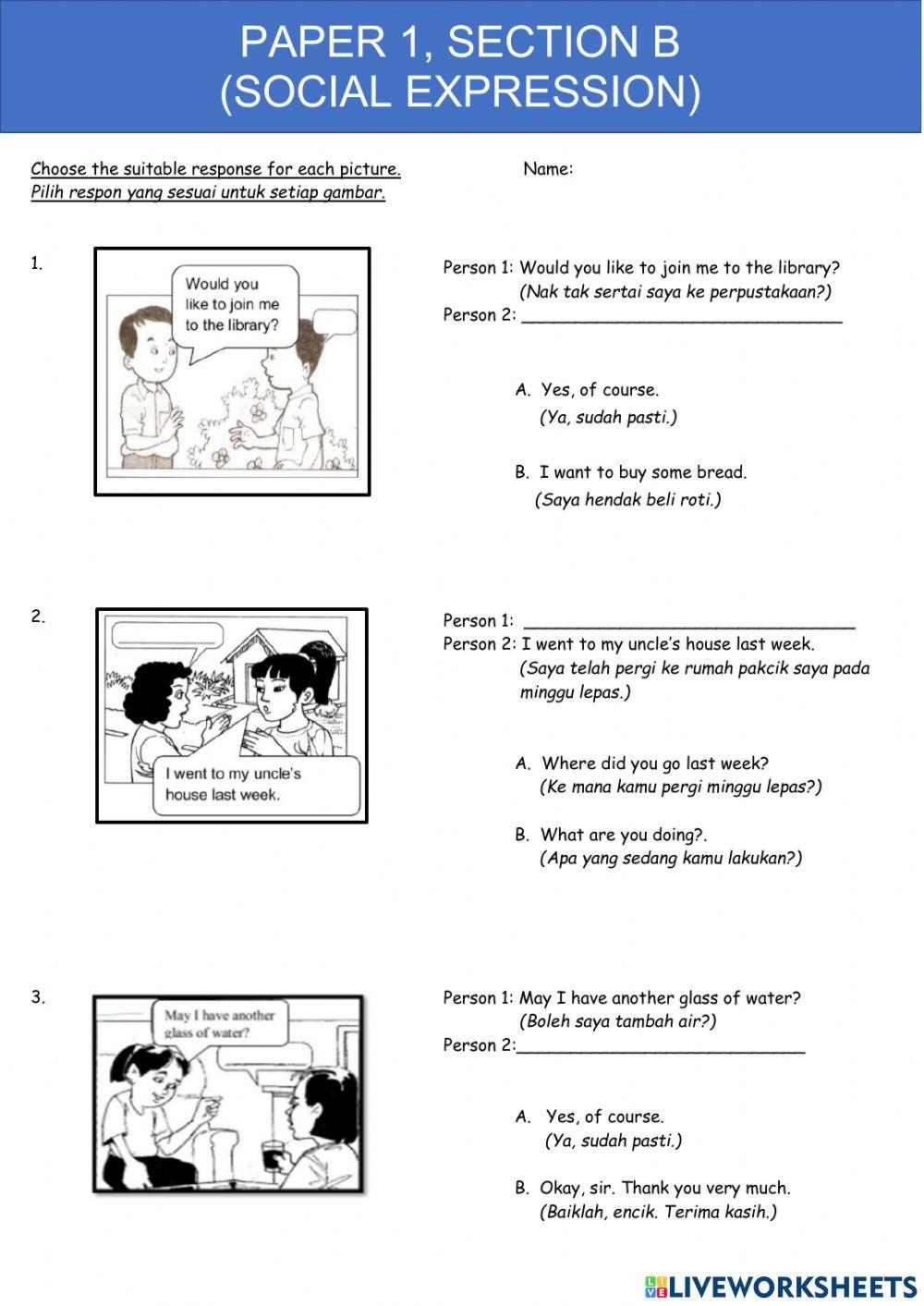 Social Expressi… | Free Interactive Worksheets | 1451176