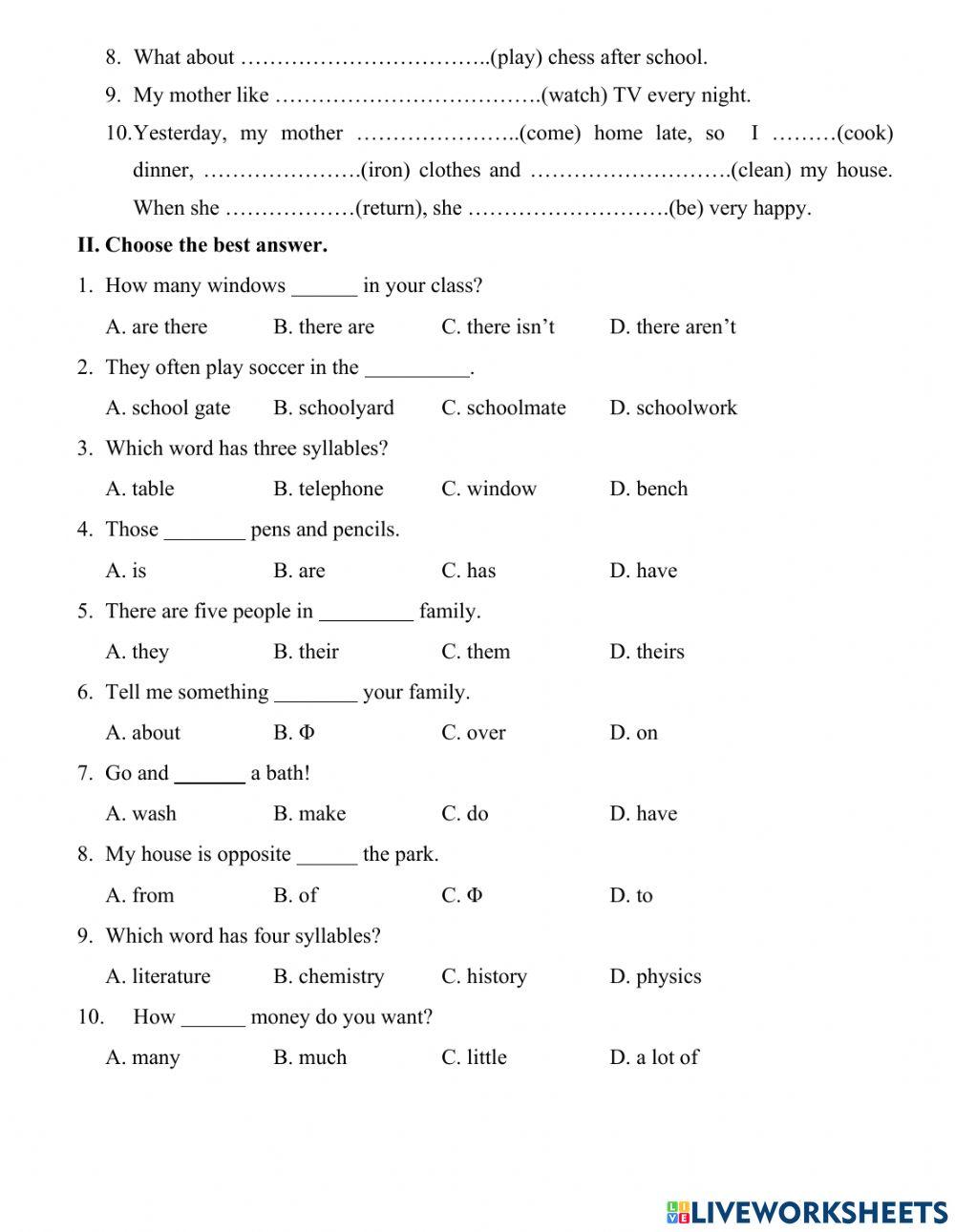 Test - hali worksheet | Live Worksheets