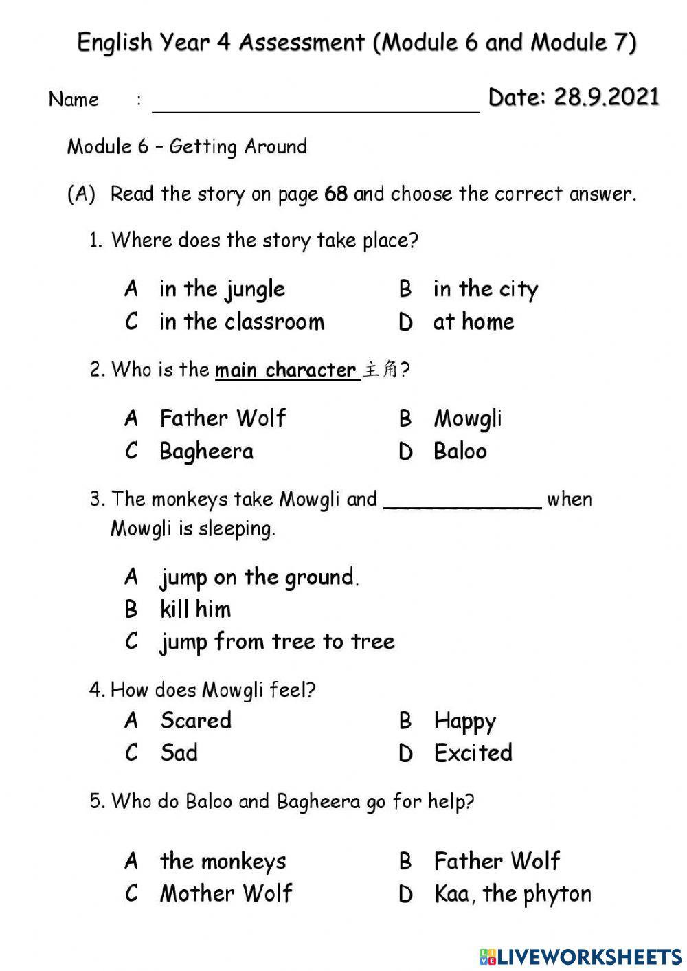 1451485 | English Yer 4 | chai9 | LiveWorksheets