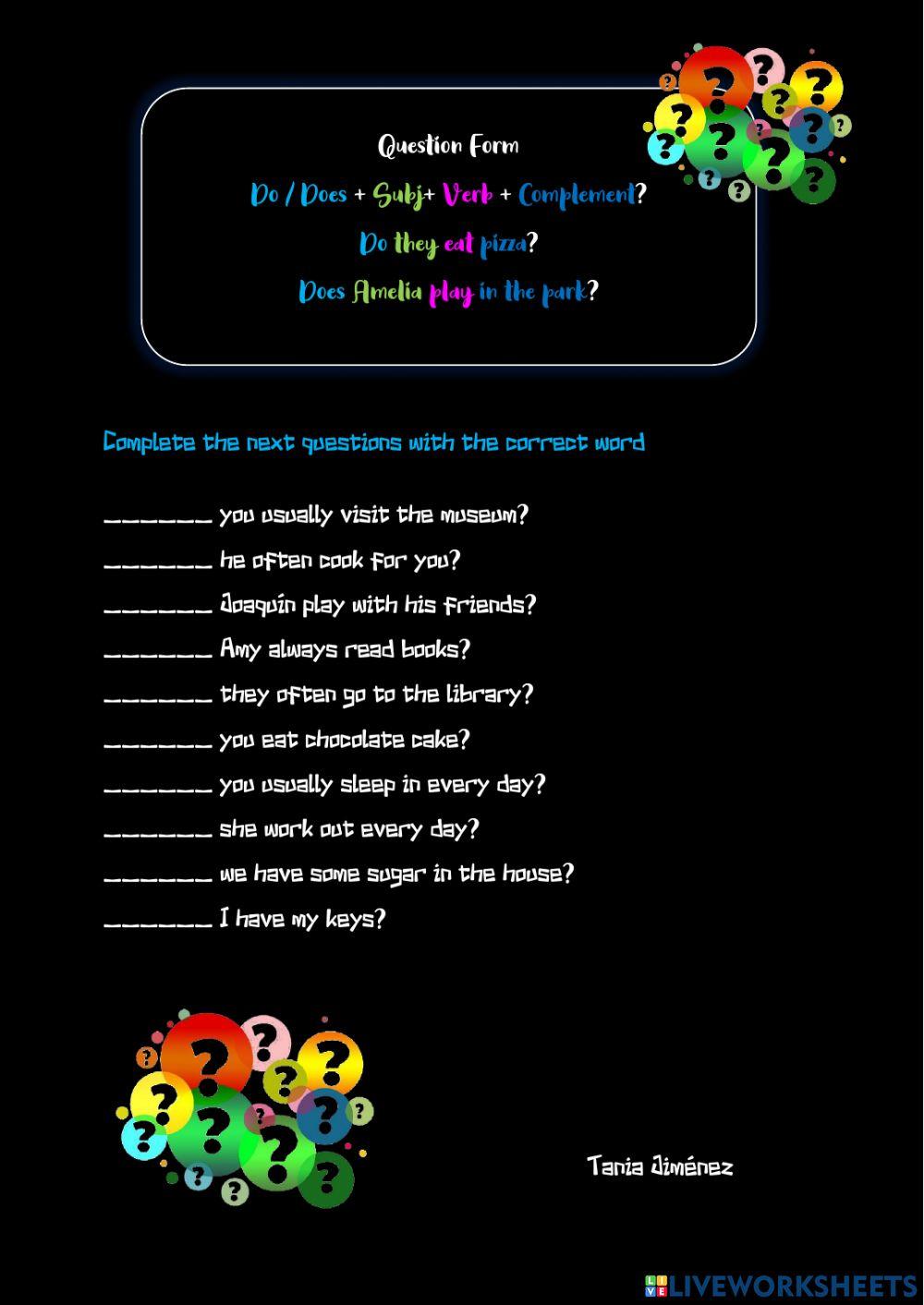 Negative form of present simple worksheet | Live Worksheets