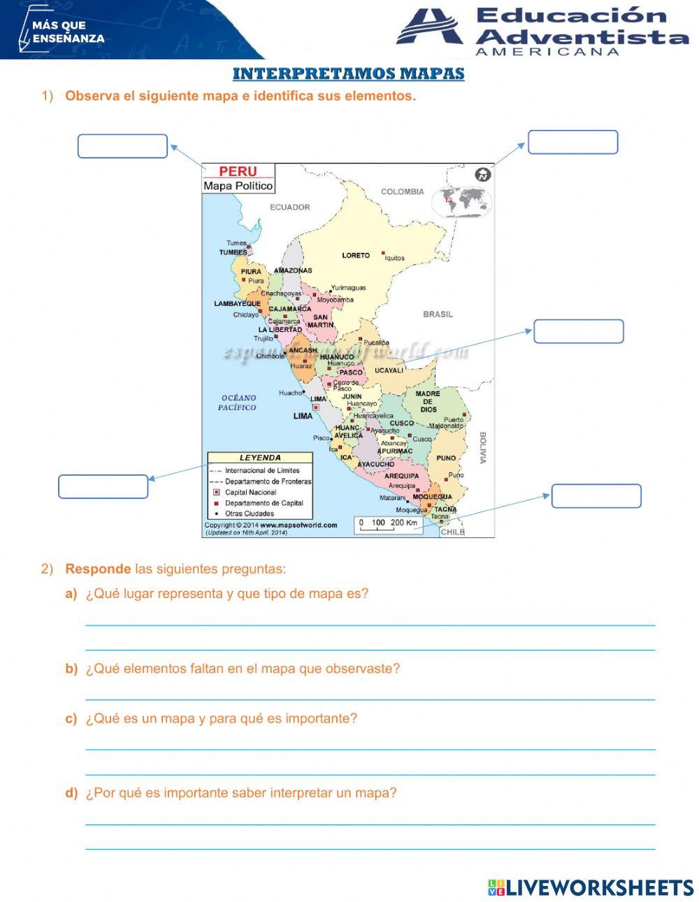 Interpretación de mapas worksheet | Live Worksheets