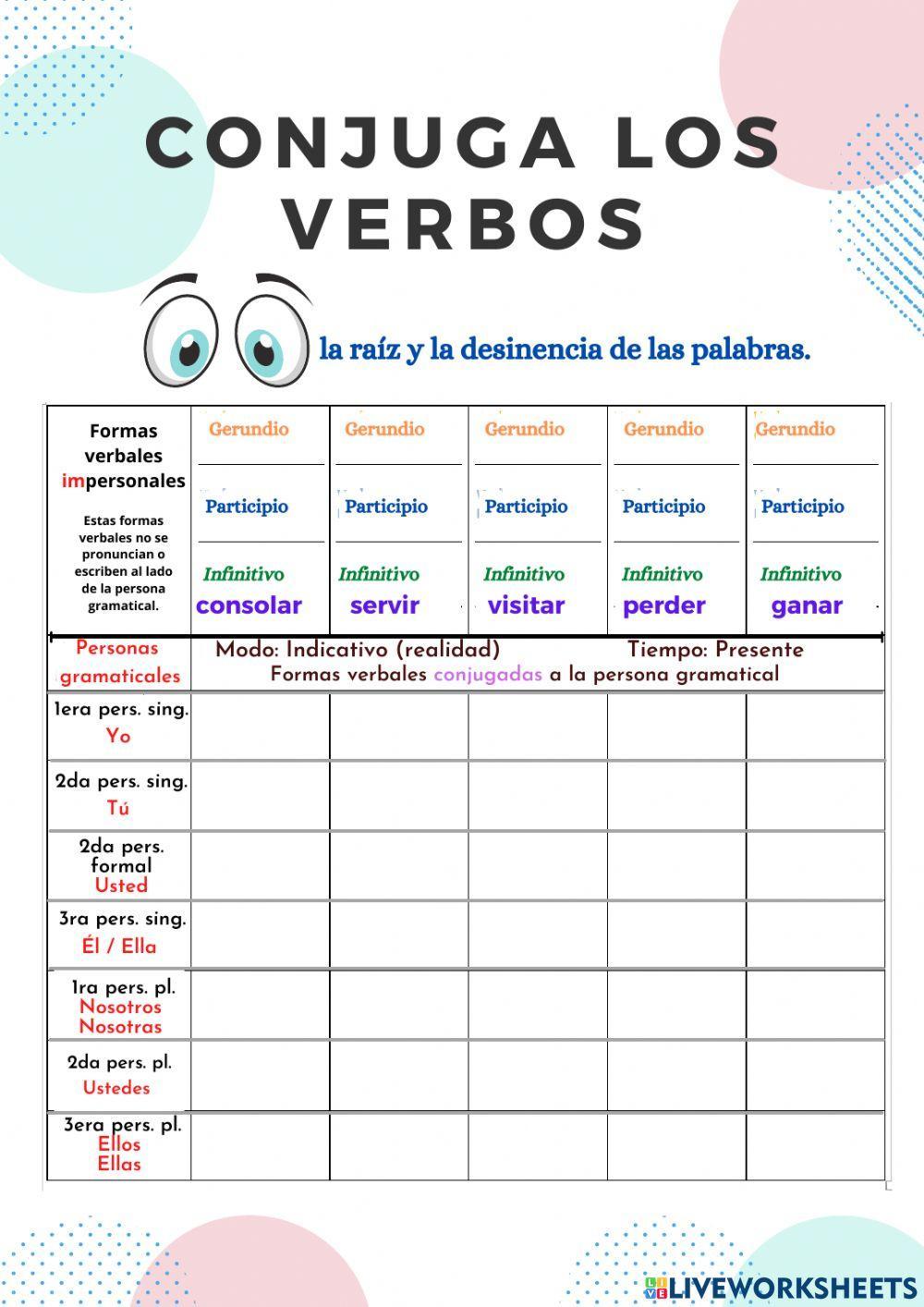 Conjugación ver… | Free Interactive Worksheets | 1451768