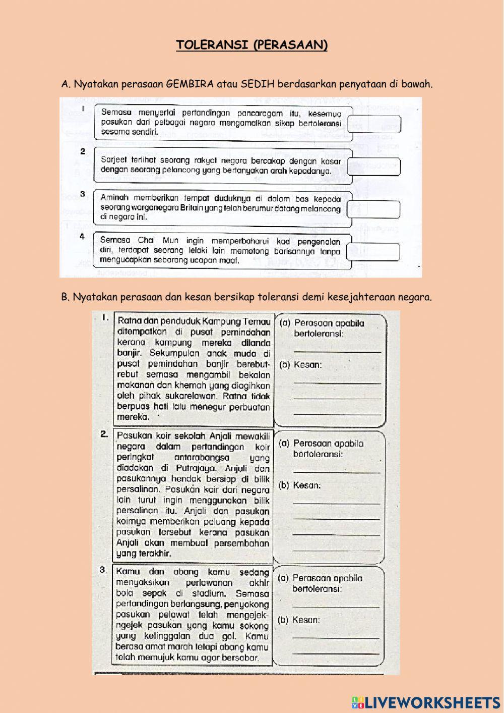 Toleransi 4 worksheet | Live Worksheets