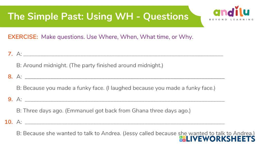 WH Questions in… | Free Interactive Worksheets | 6727440