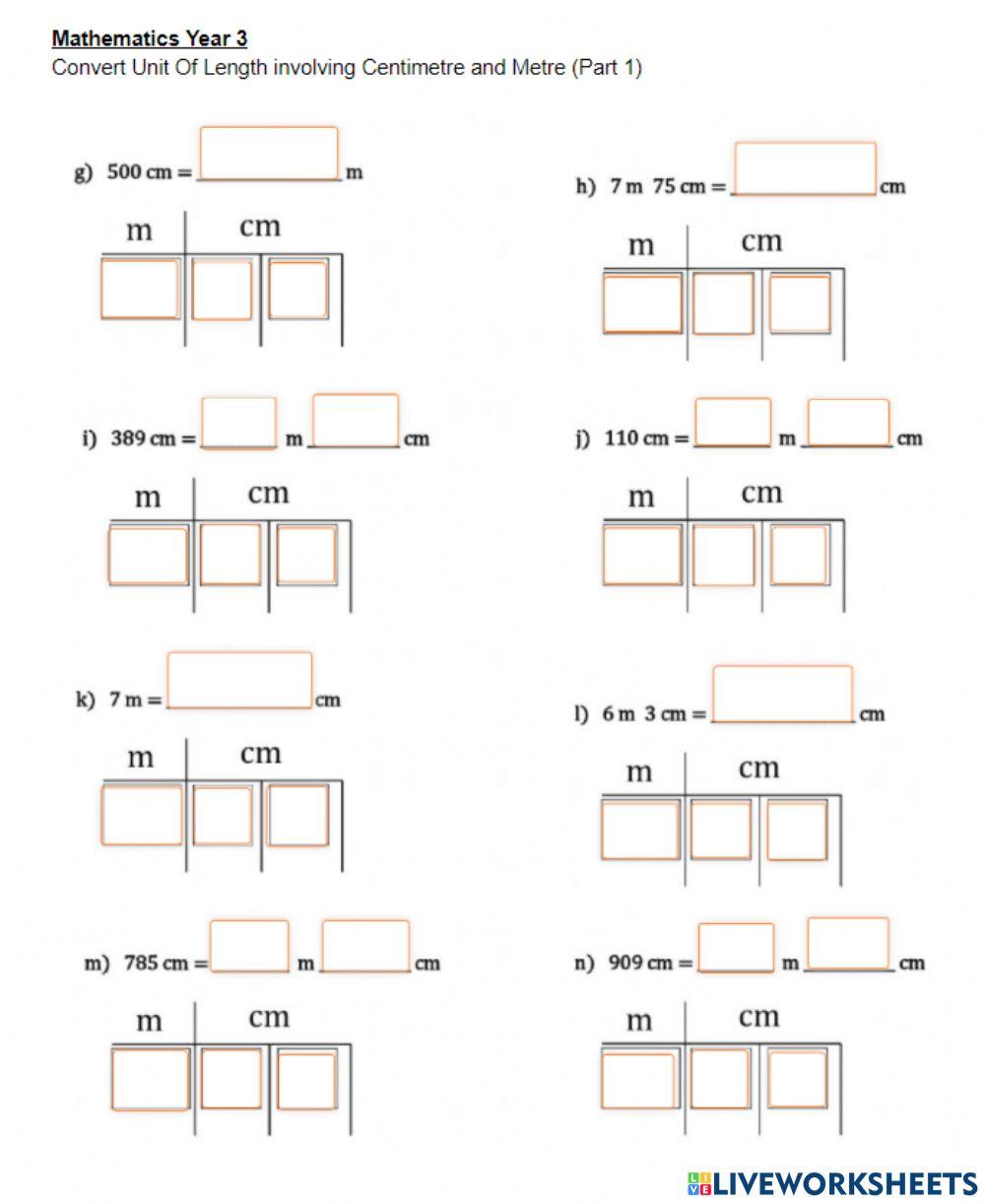 M3 Year 3 : Convert Unit of Length activity | Live Worksheets