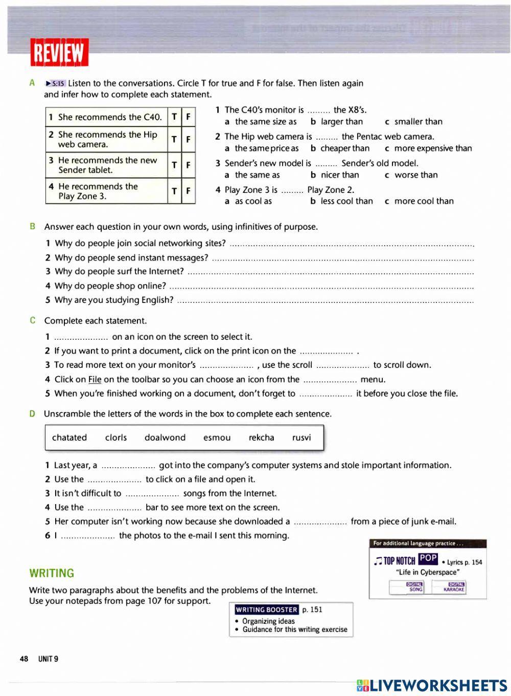 Tn2-3 unit 9 re… | Free Interactive Worksheets | 1483840