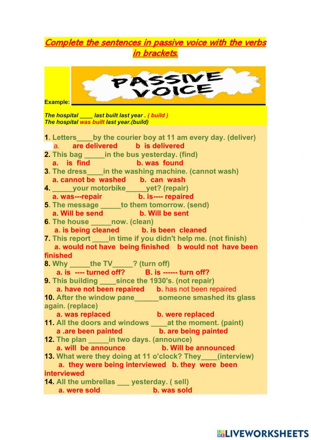 1452557 | Passive Voice | fabiolapulla | LiveWorksheets