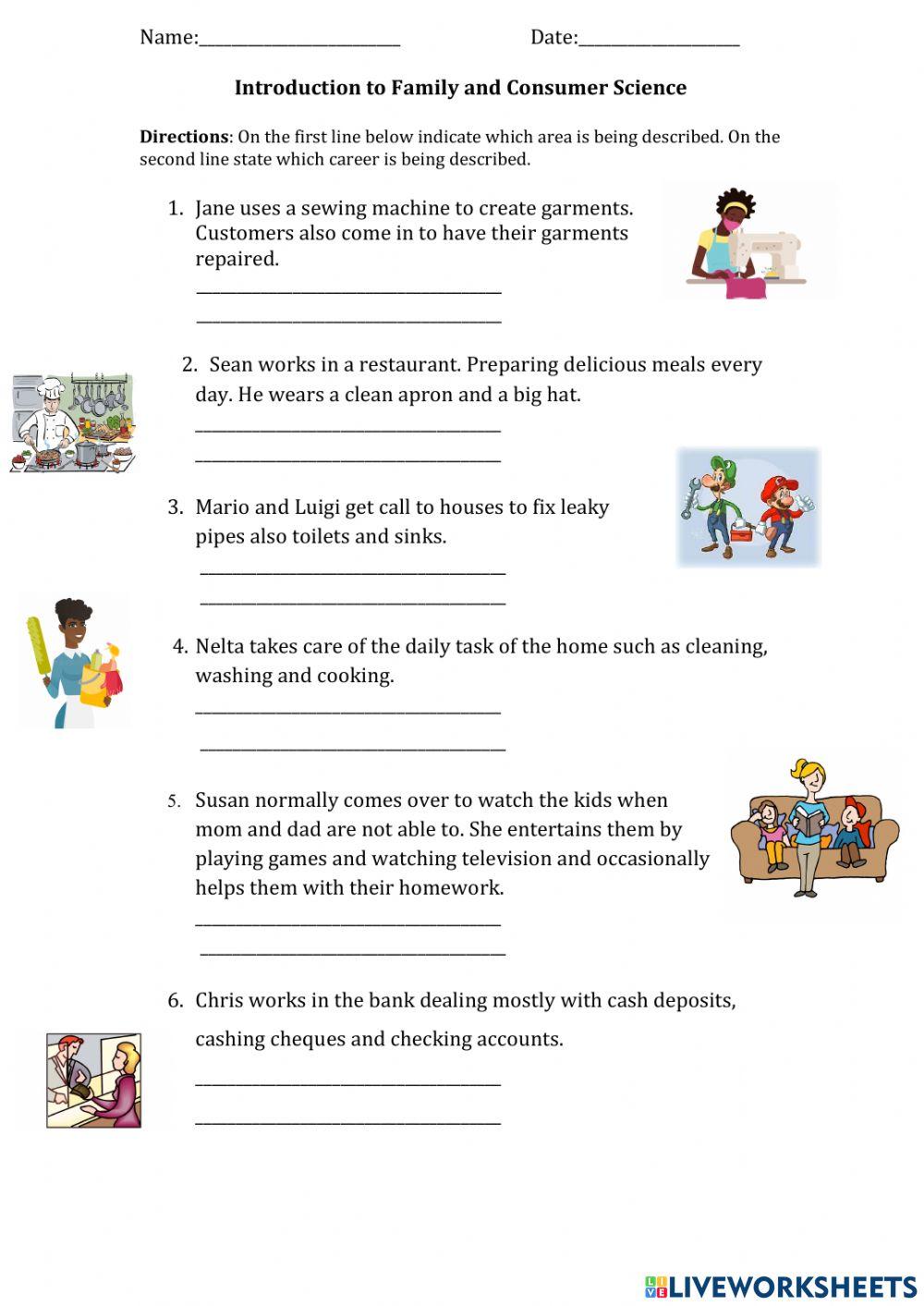 Introduction to FACS-Areas-Careers online exercise for | Live Worksheets