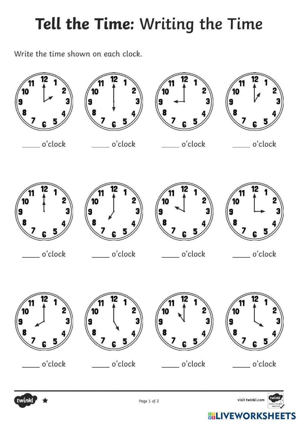 4105485 | Telling Time | xqsin | LiveWorksheets
