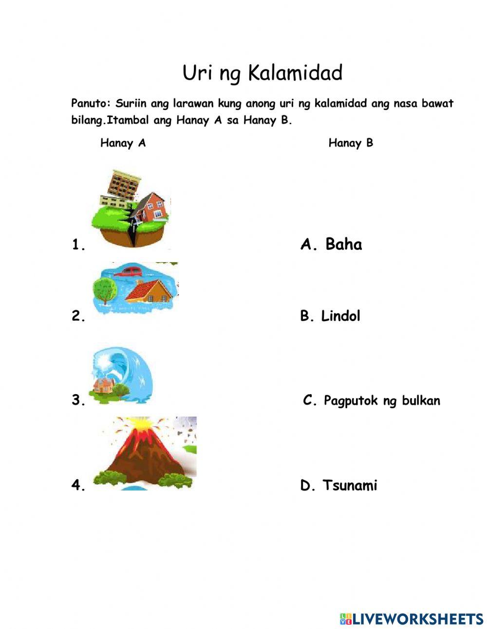 Worksheet Araling Panlipunan Uri Ng Kalamidad Workshe - vrogue.co