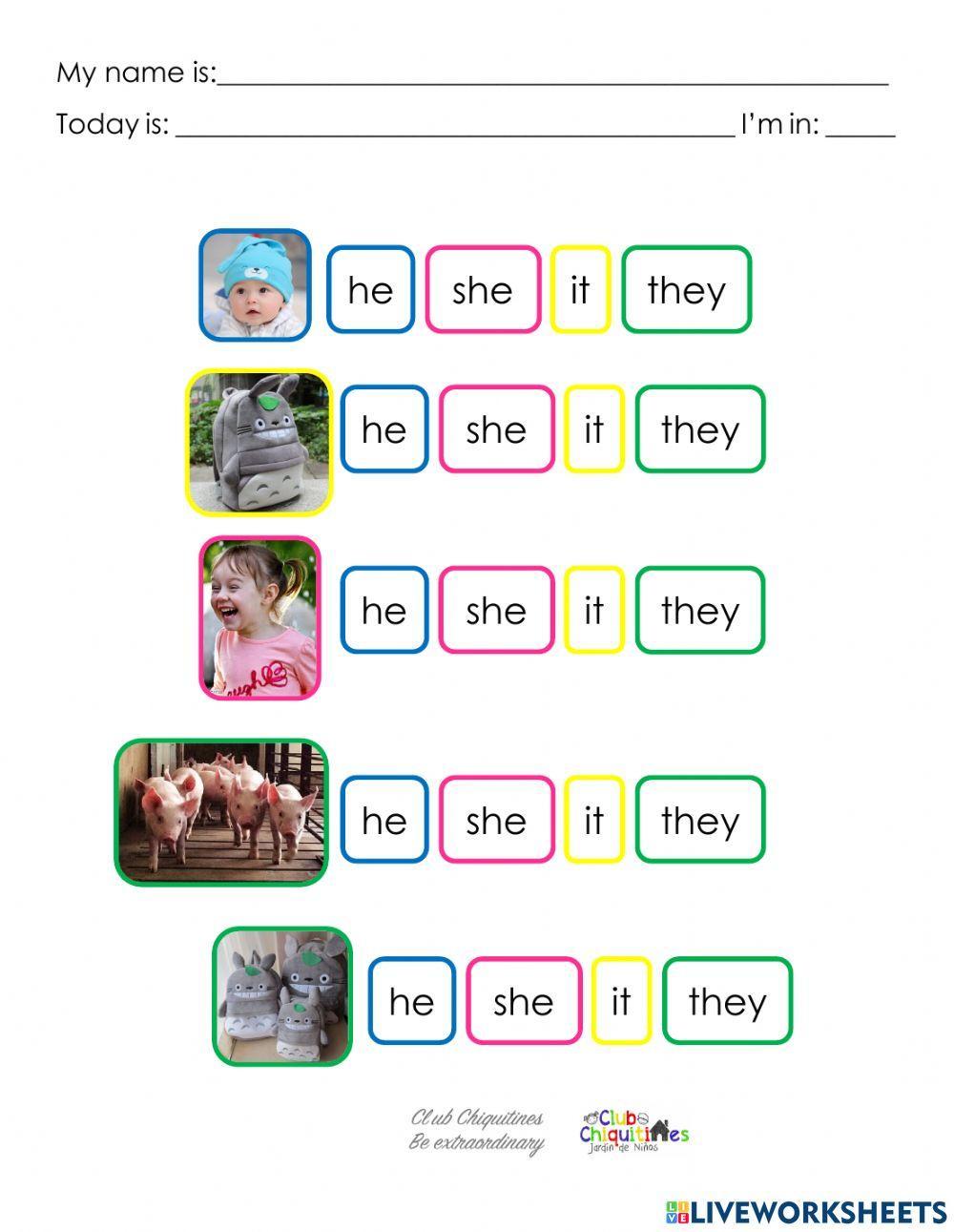 He, she, it, th… | Free Interactive Worksheets | 1452964