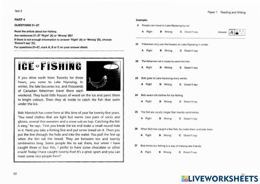 KET reading par… | Free Interactive Worksheets | 1453062