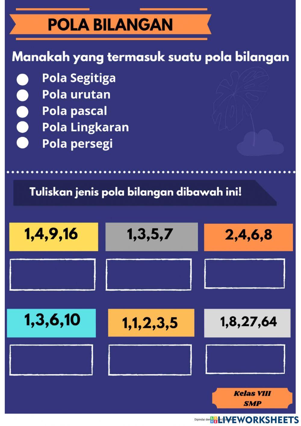 POLA BILANGAN online exercise for | Live Worksheets