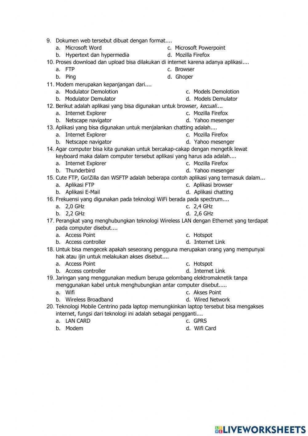 Uts tik 9 ganjil worksheet | Live Worksheets