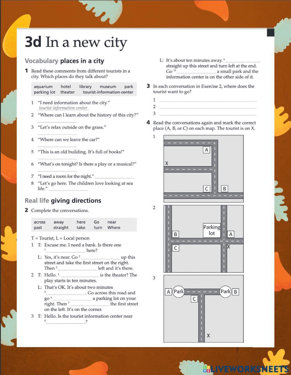 Giving directions online exercise for ELEMENTARY | Live Worksheets