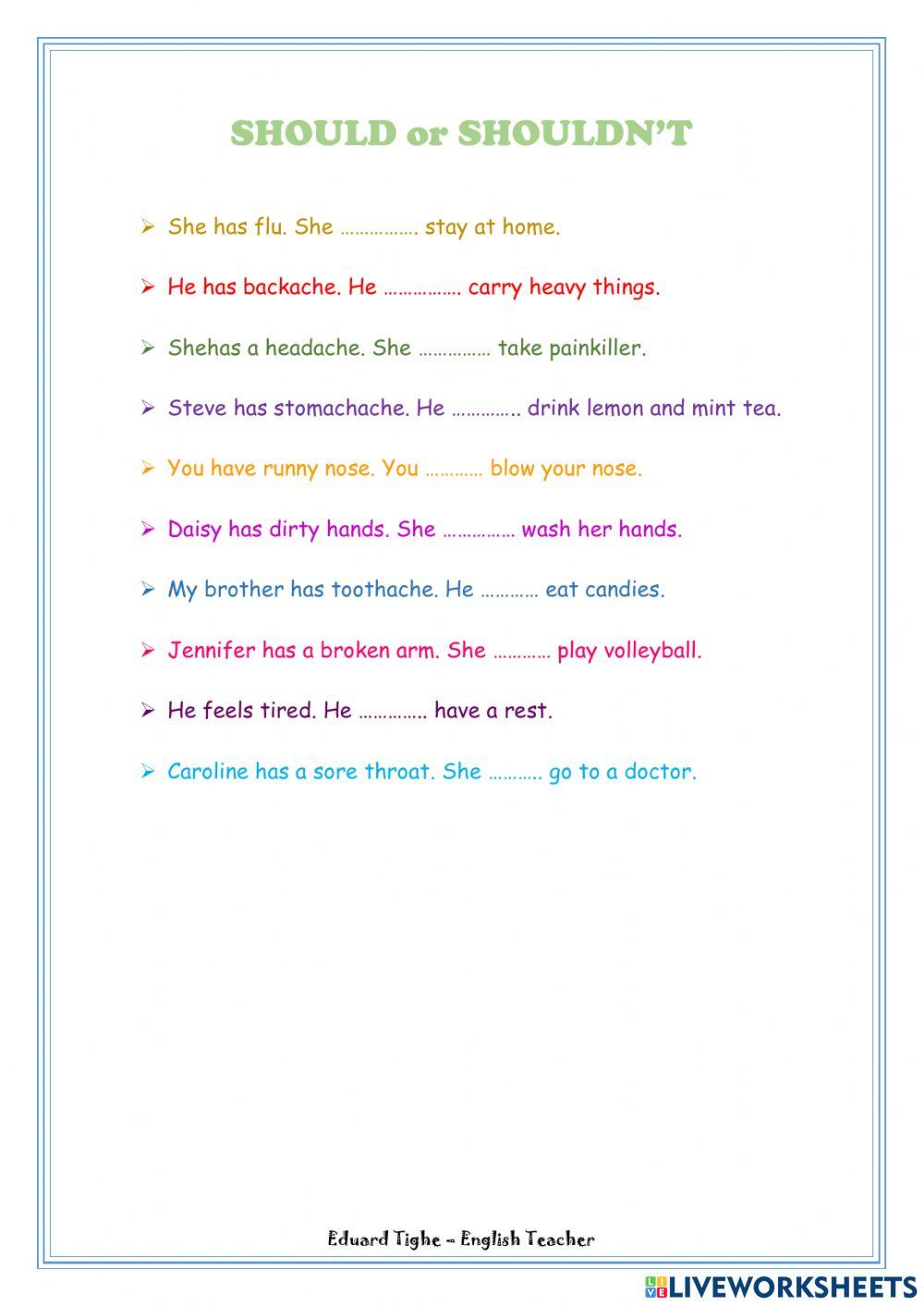 Advice online worksheet | Live Worksheets