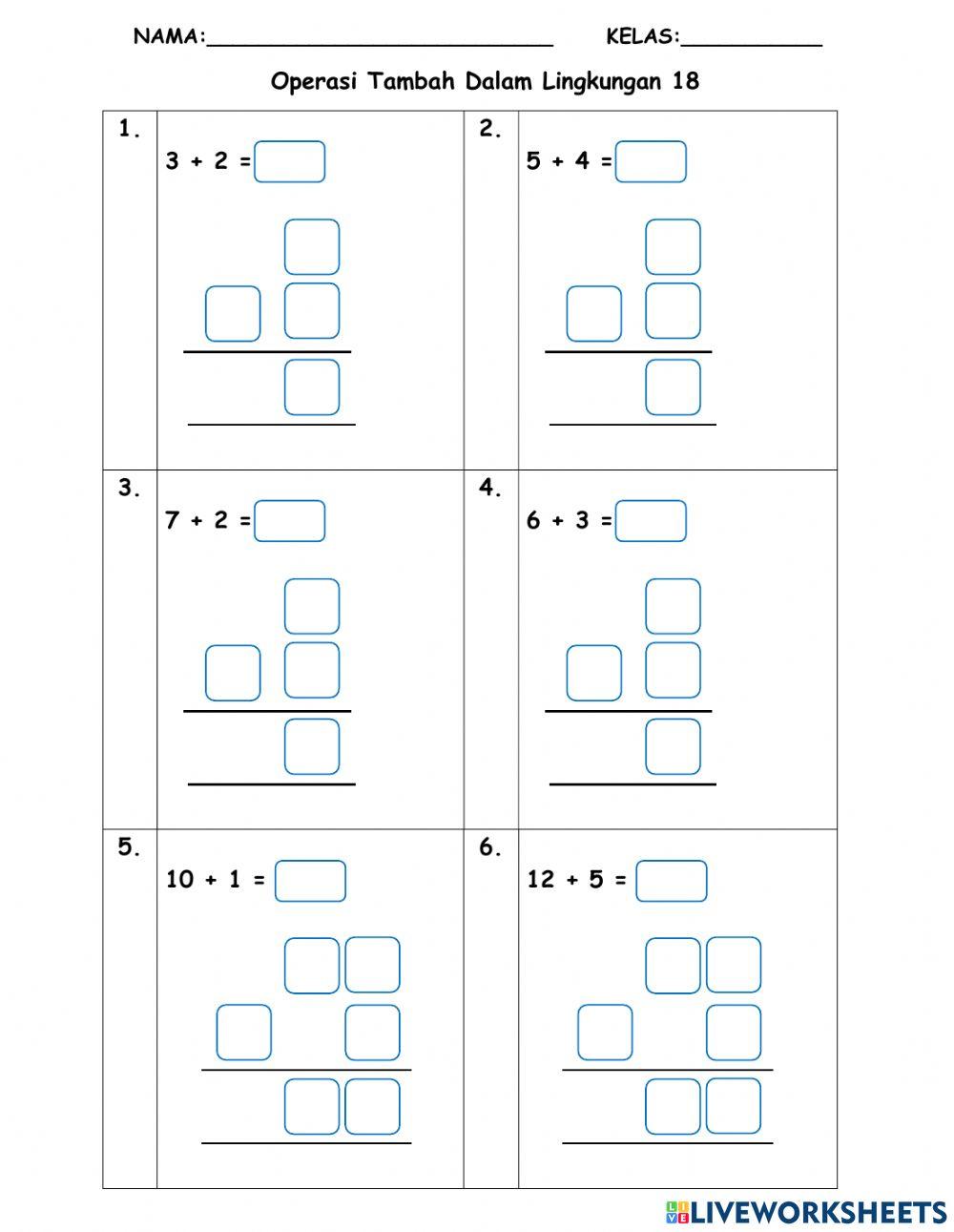 Operasi Tambah online exercise for Pemulihan Khas / Prasekolah | Live ...