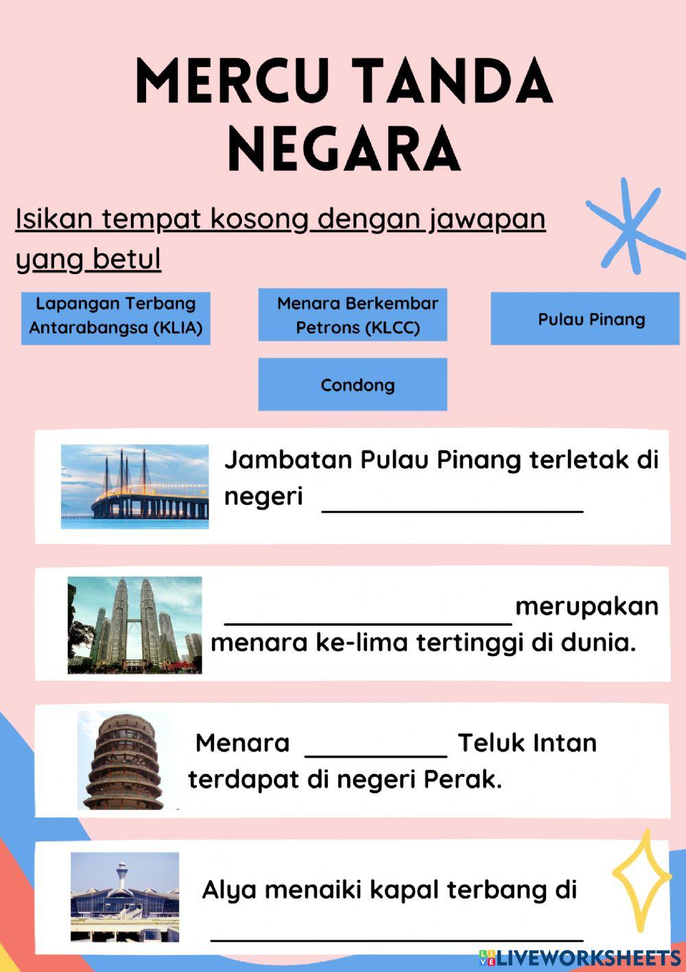 Mercu tanda negara interactive exercise | Live Worksheets