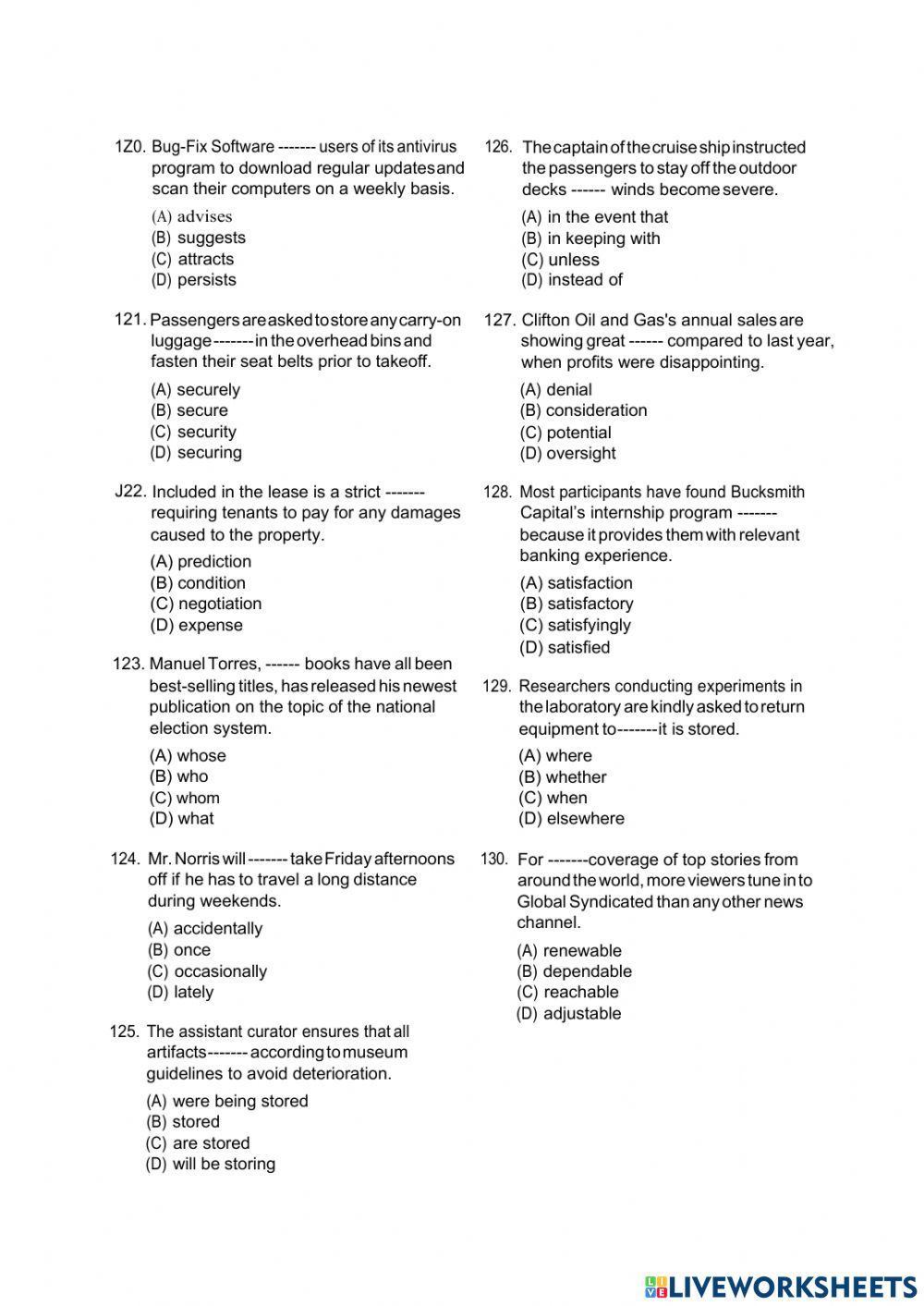Toeic b practic… | Free Interactive Worksheets | 1454138