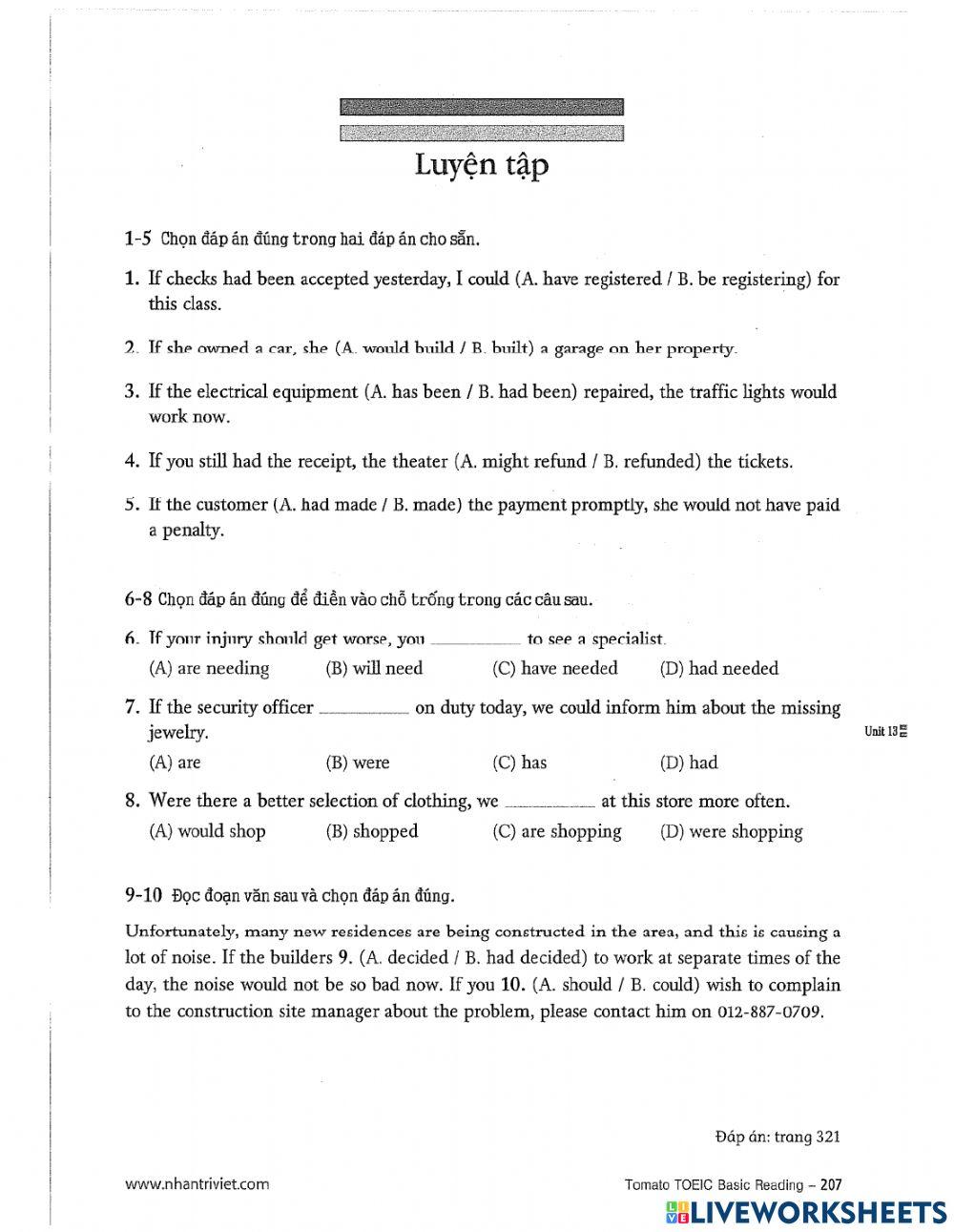 Homework conditional worksheet | Live Worksheets