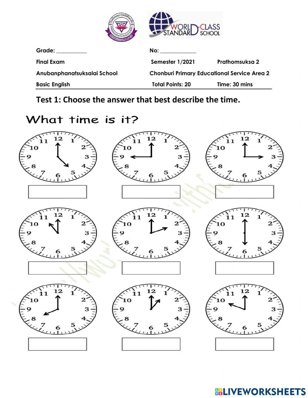Basic English Final Test activity | Live Worksheets