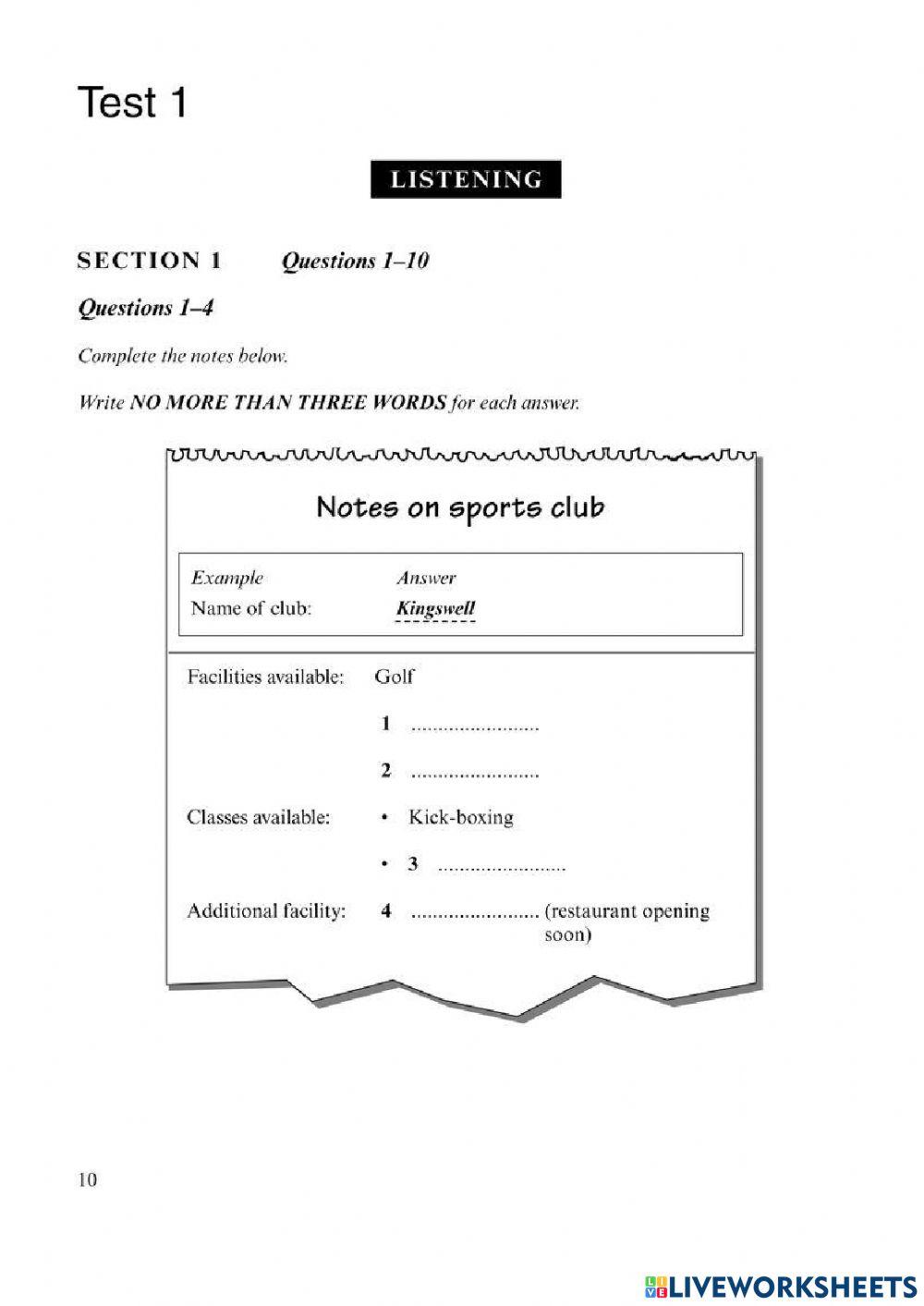 Ielts part 1 - listening - exercise 3960680 | khanhpham