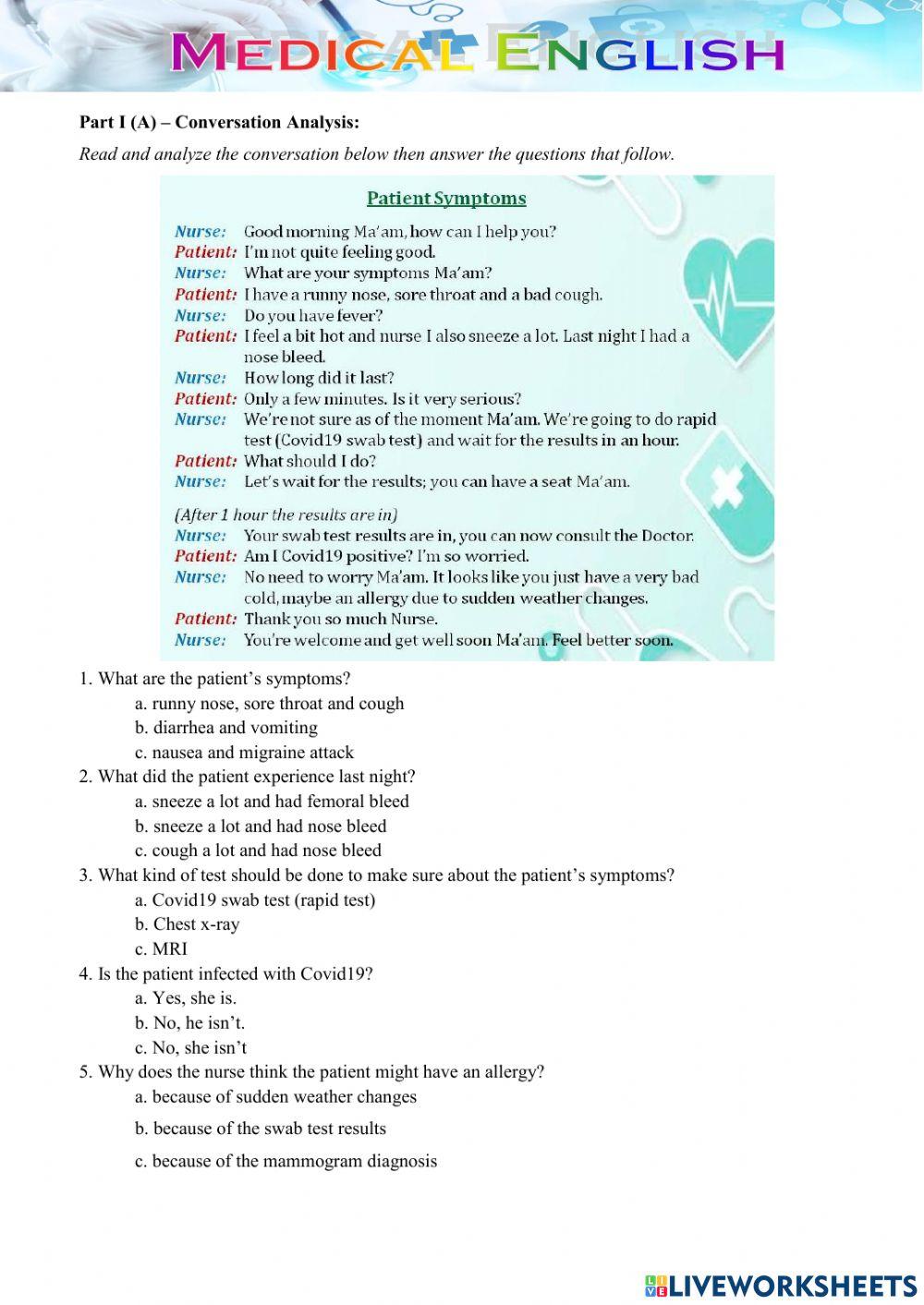 Medical Examina… | Free Interactive Worksheets | 1455335