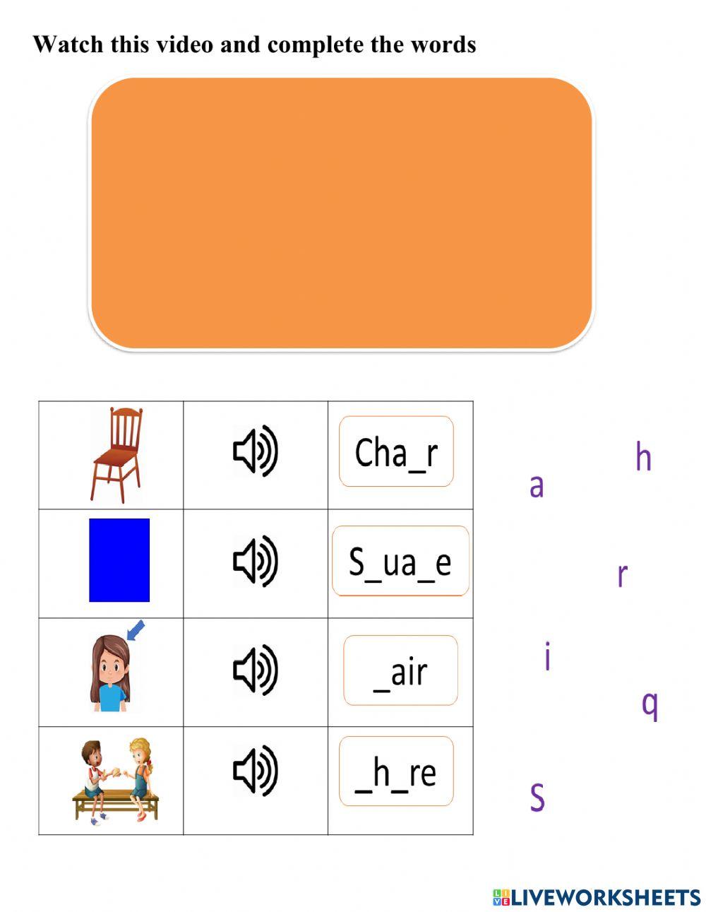 Listening and completing worksheet | Live Worksheets