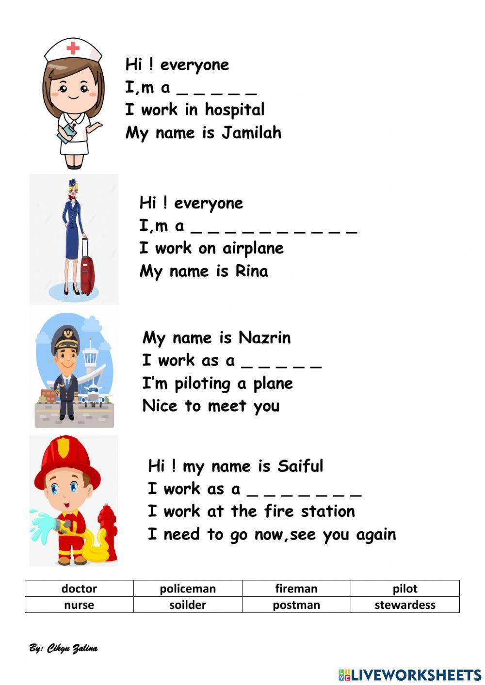 Uniform occupation activity | Live Worksheets