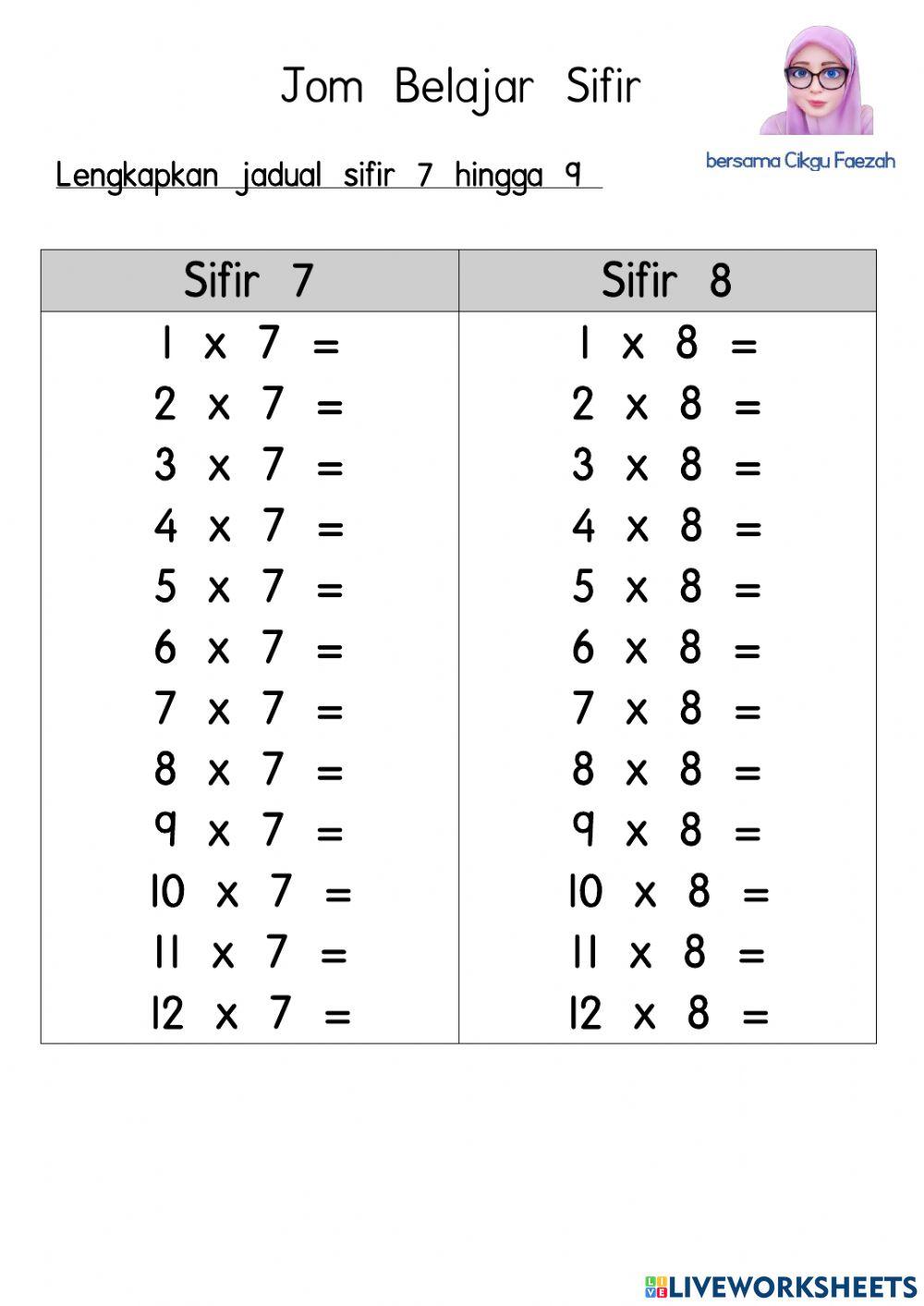 1455898 | Sifir | izzahzara | LiveWorksheets