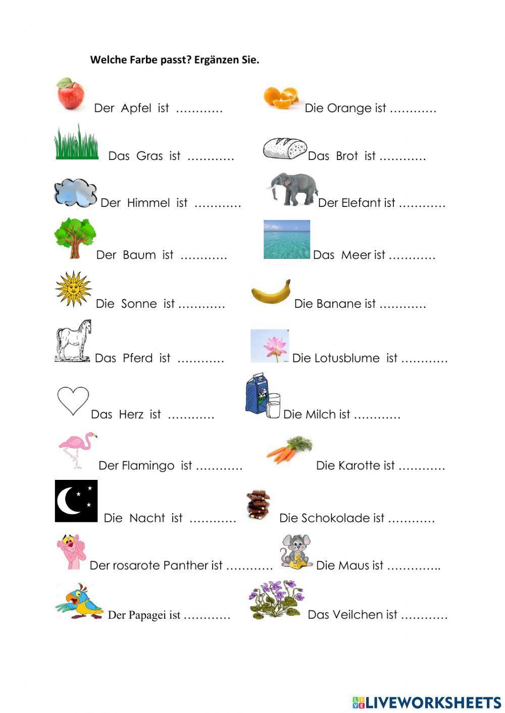 Die Farben | Free Interactive Worksheets | 1455994