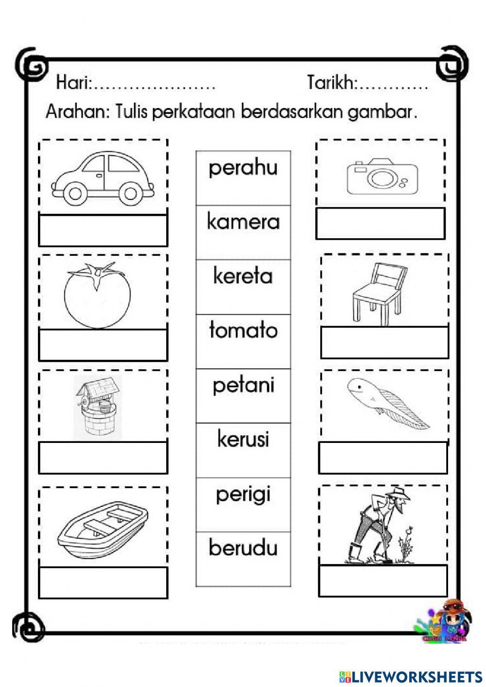 Padankan gambar dan perkataan interactive worksheet | Live Worksheets