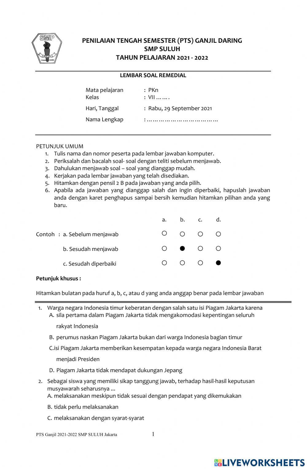 PKn activity for 7 | Live Worksheets