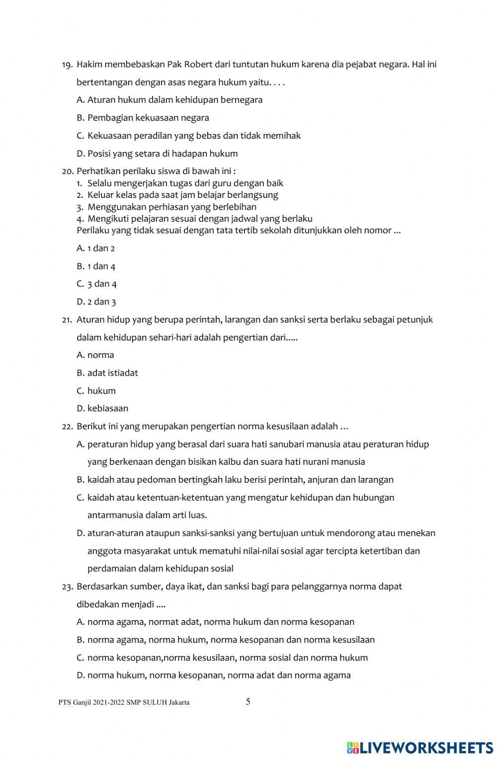 PKn activity for 7 | Live Worksheets