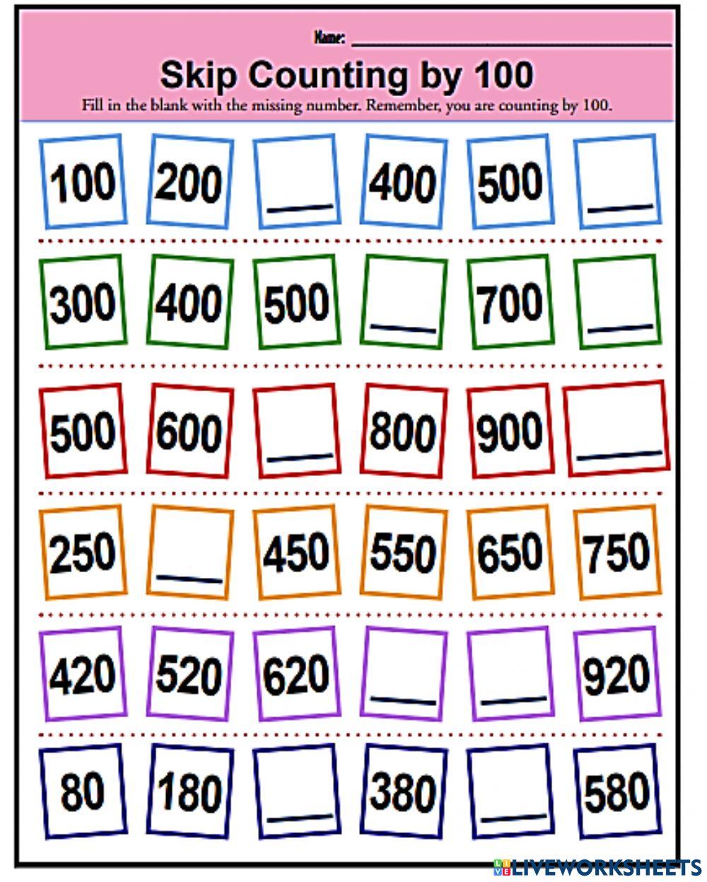 Count by 100 1456747 | alamal | Live Worksheets