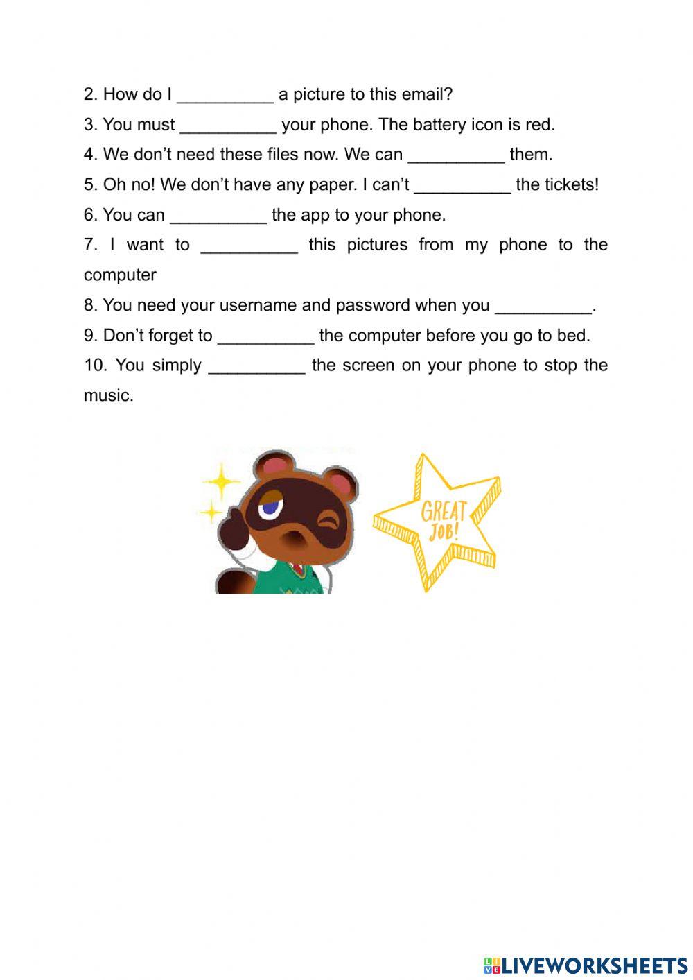 Technology worksheet activity | Live Worksheets