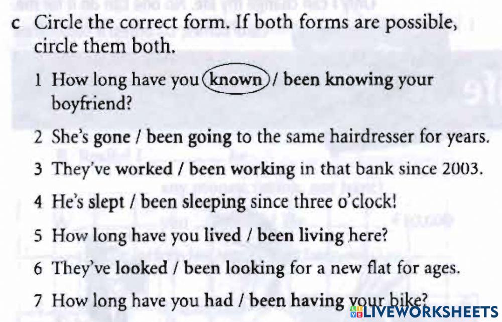 Workbook -2c- Present Perfect Continuous Worksheet | Live Worksheets