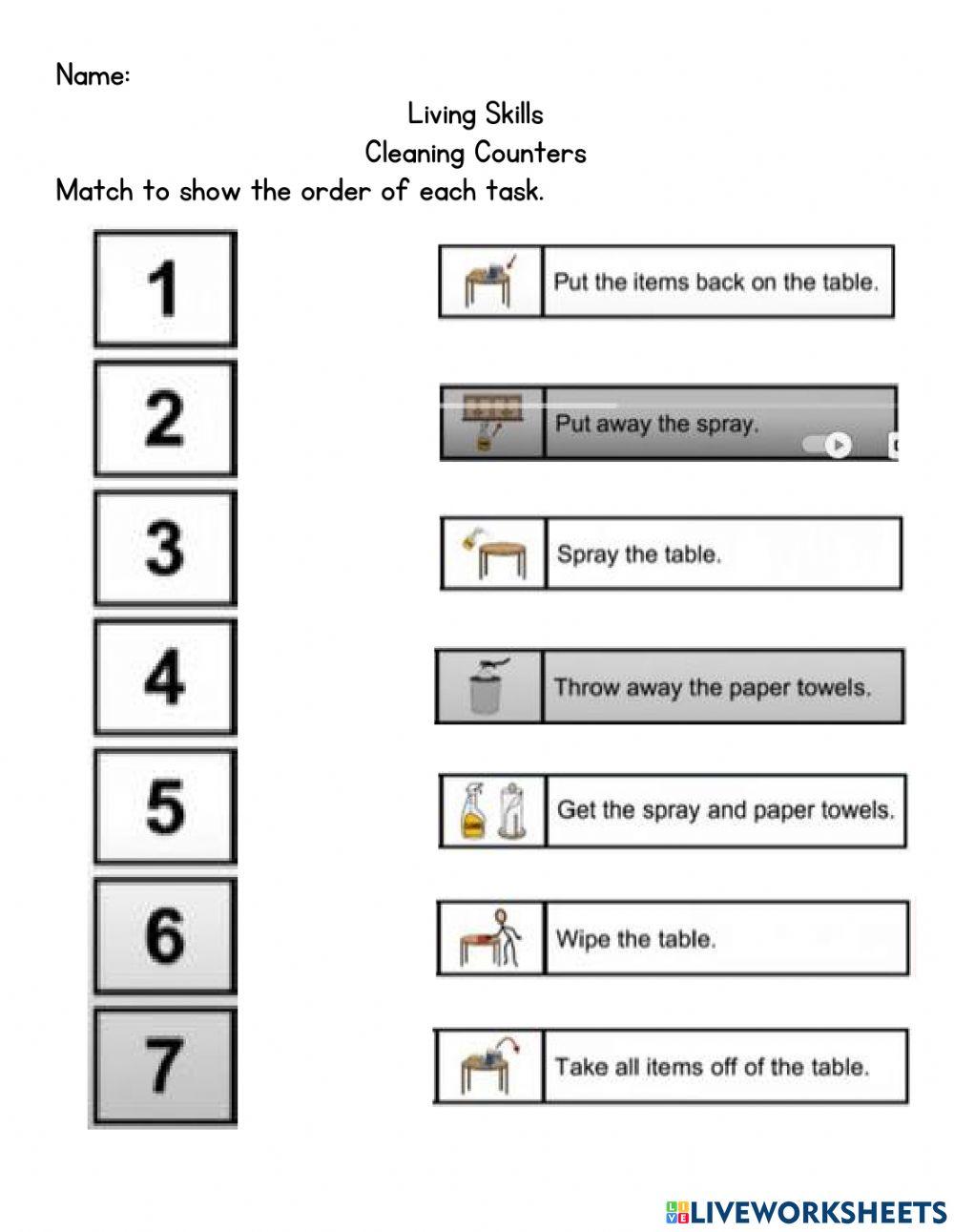 Cleaning Counters worksheet | Live Worksheets